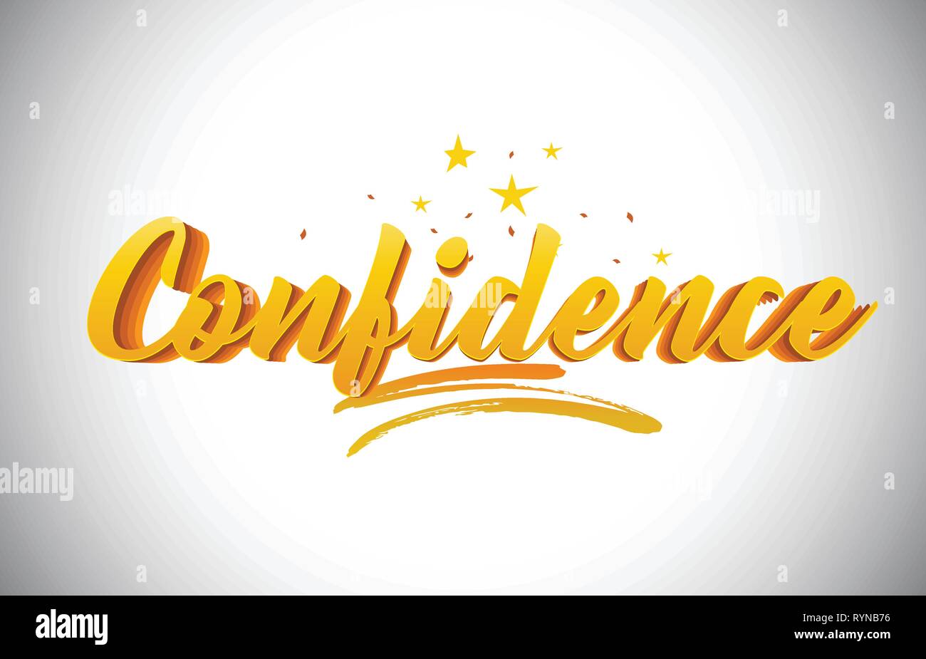 Confidence Golden Yellow Word Text with Handwritten Gold Vibrant Colors ...