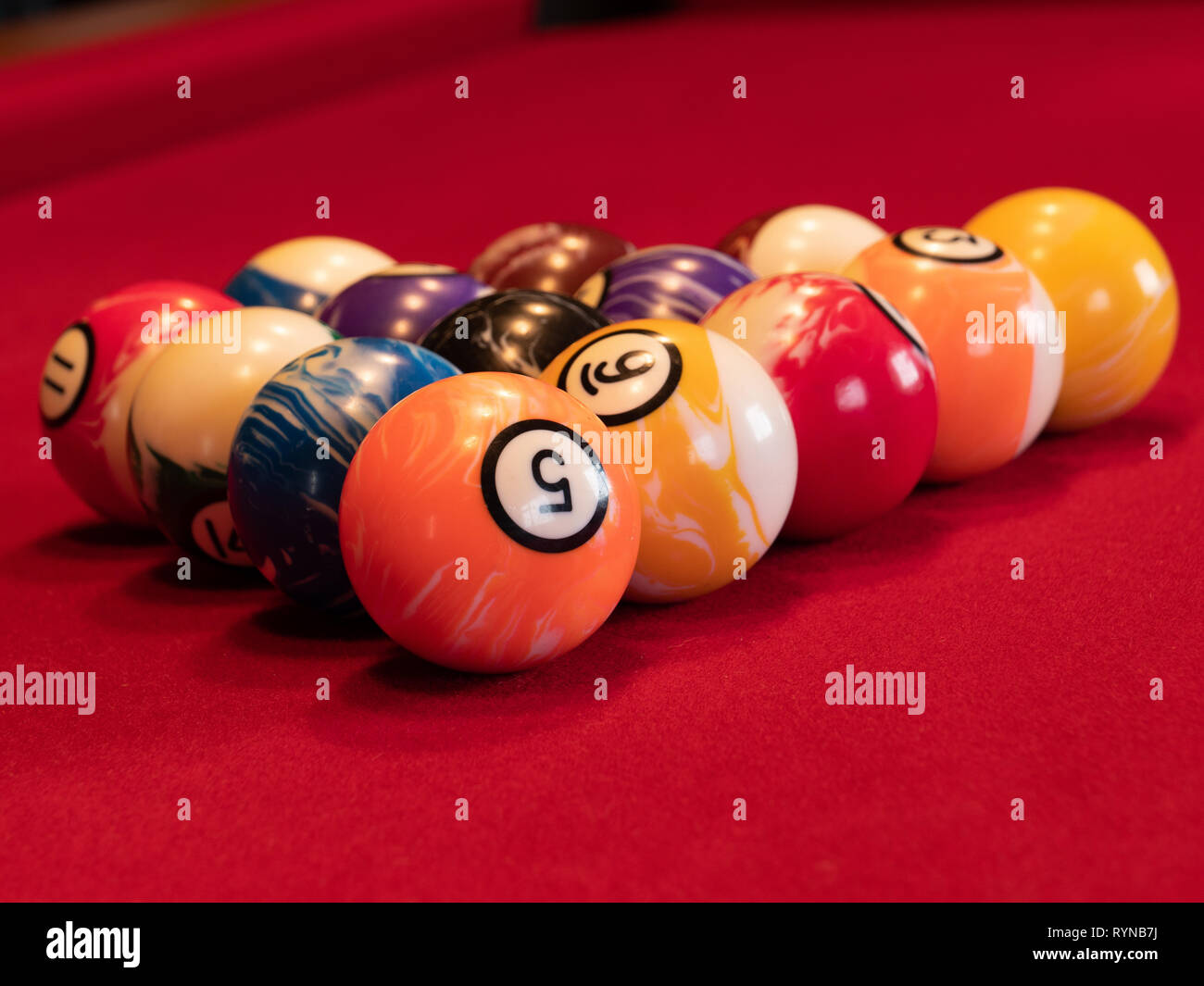 Pool table and balls Stock Photo - Alamy
