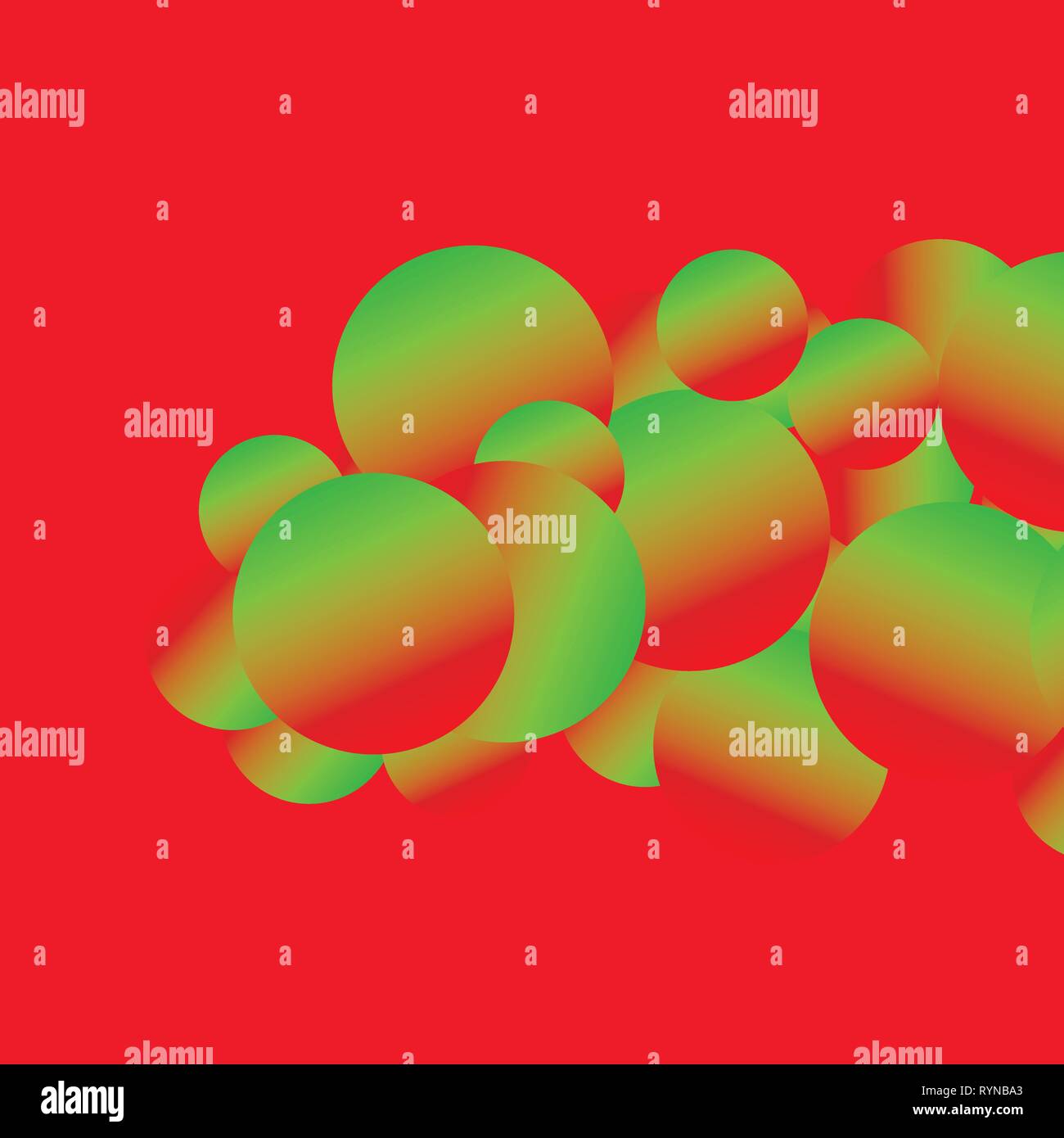 Creative vector image with gradient bubbles in red and green colors ...