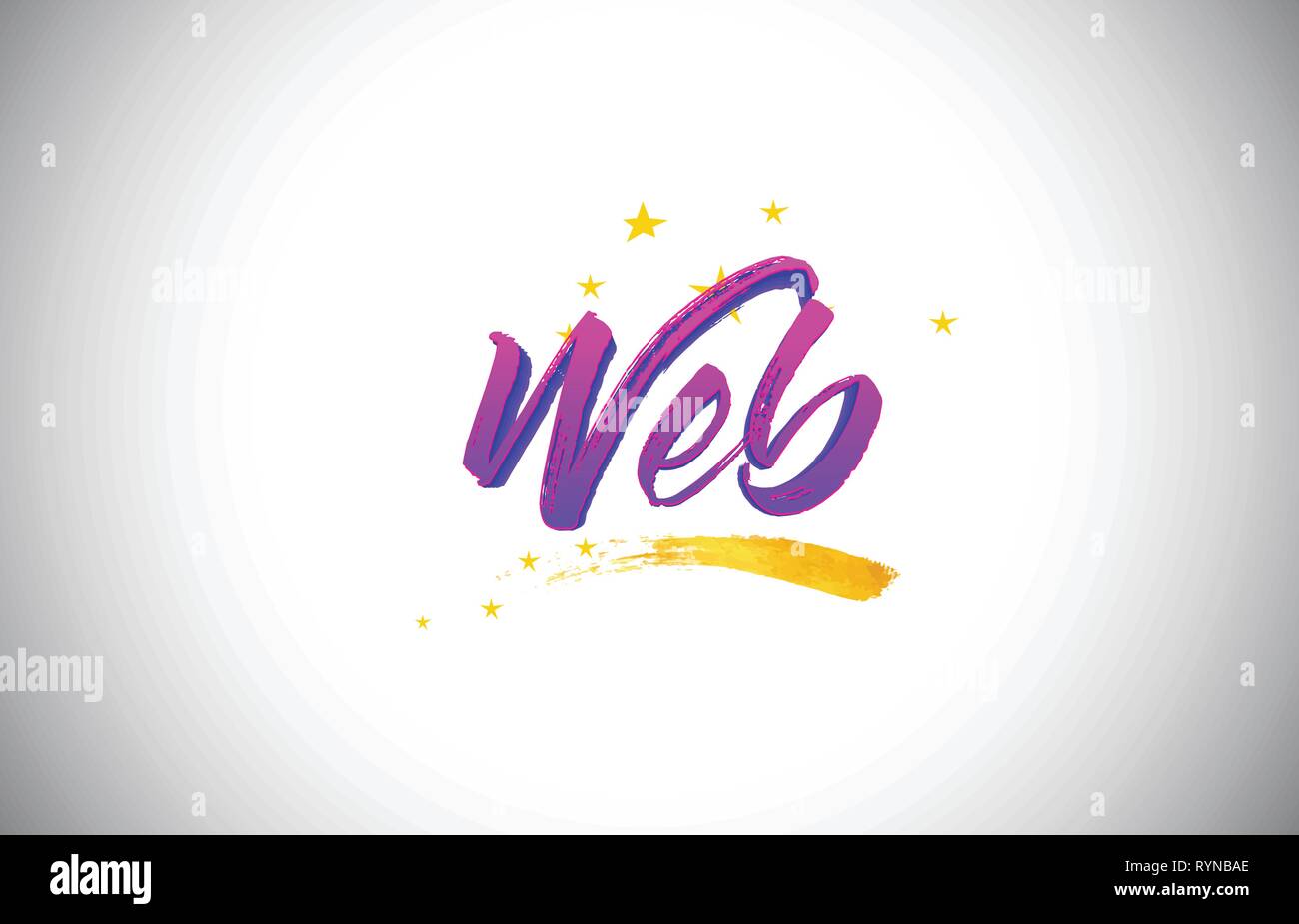 Web Purple Violet Word Text with Handwritten Vibrant Colors and Stars ...