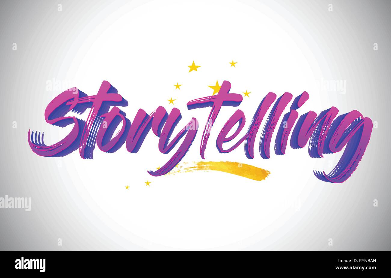 Storytelling Purple Violet Word Text with Handwritten Vibrant Colors ...