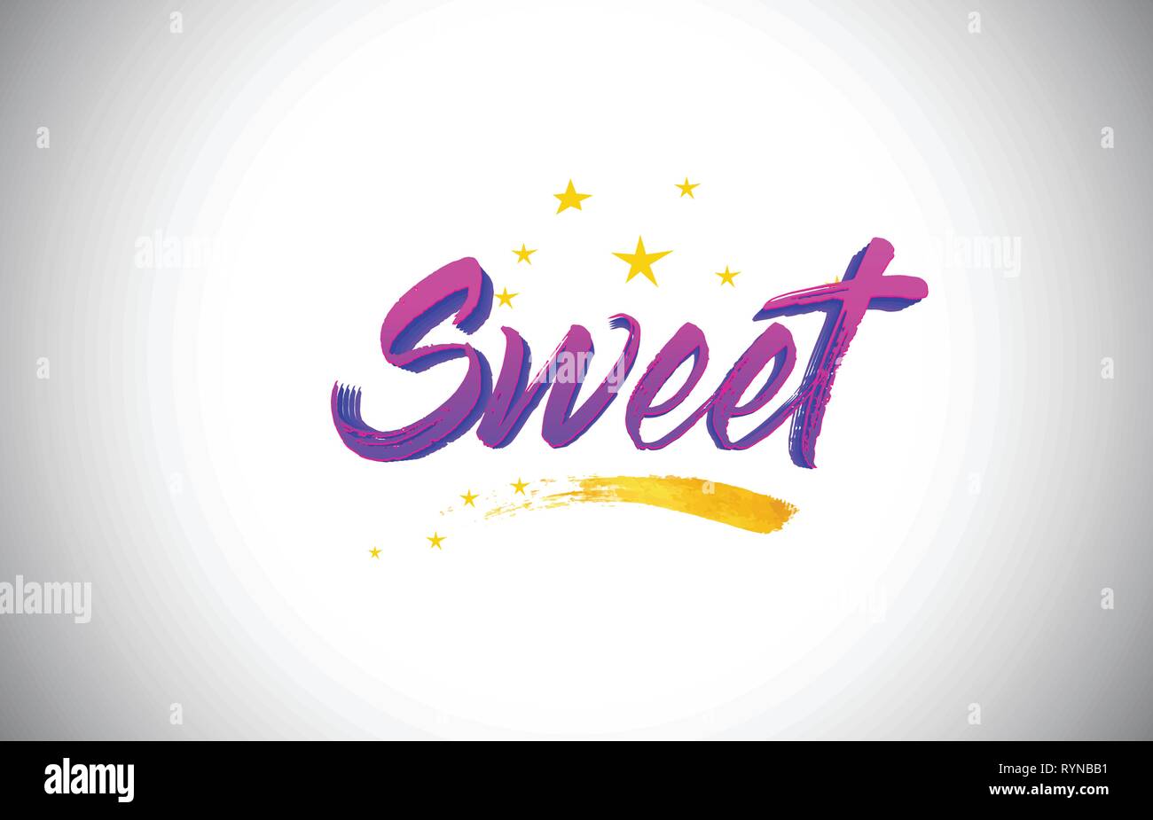 Sweet Purple Violet Word Text with Handwritten Vibrant Colors and Stars ...