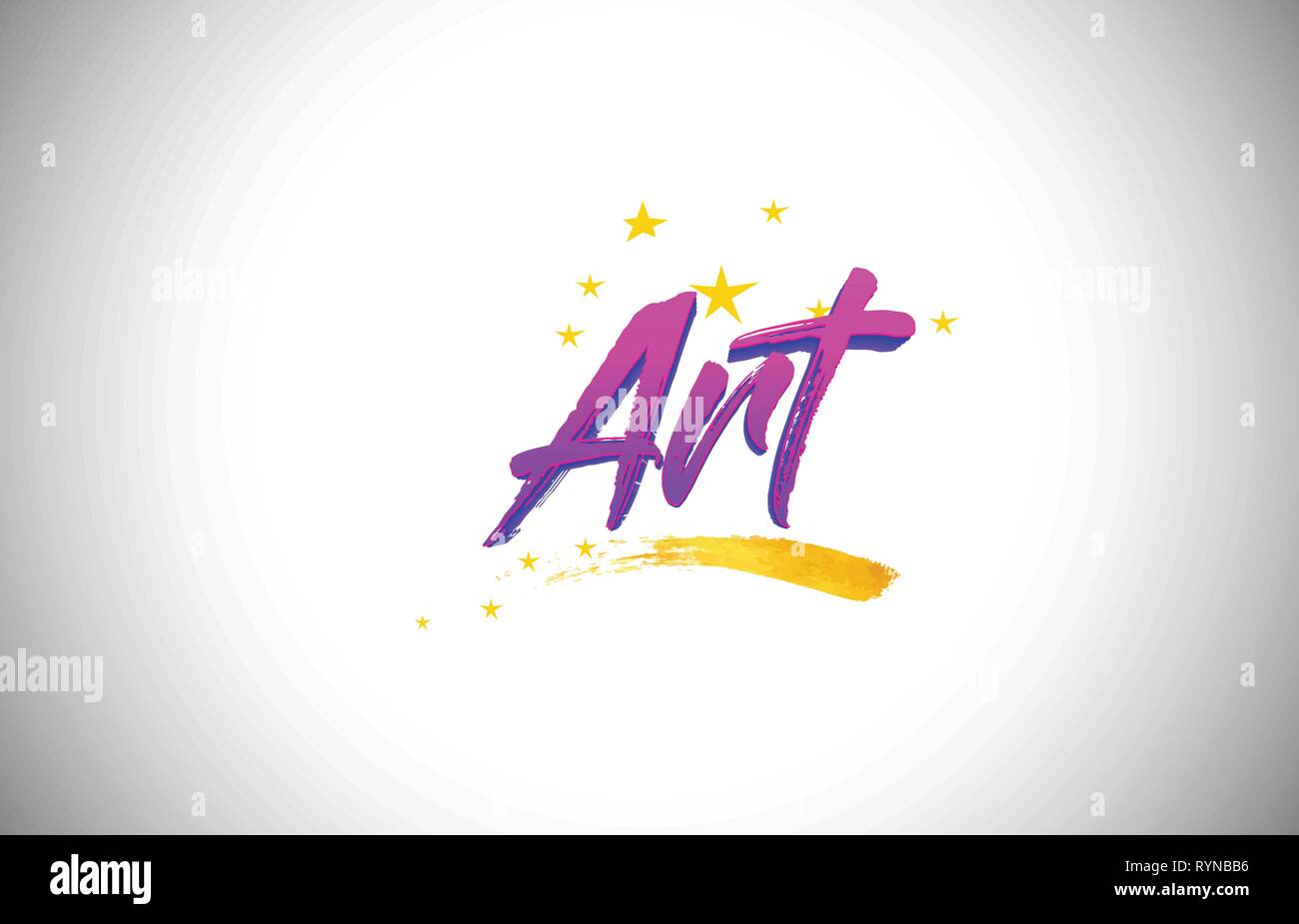 Art Purple Violet Word Text with Handwritten Vibrant Colors and Stars ...