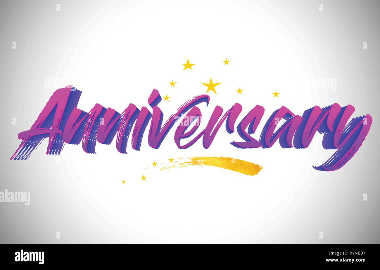 Anniversary Purple Violet Word Text with Handwritten Vibrant Colors and ...
