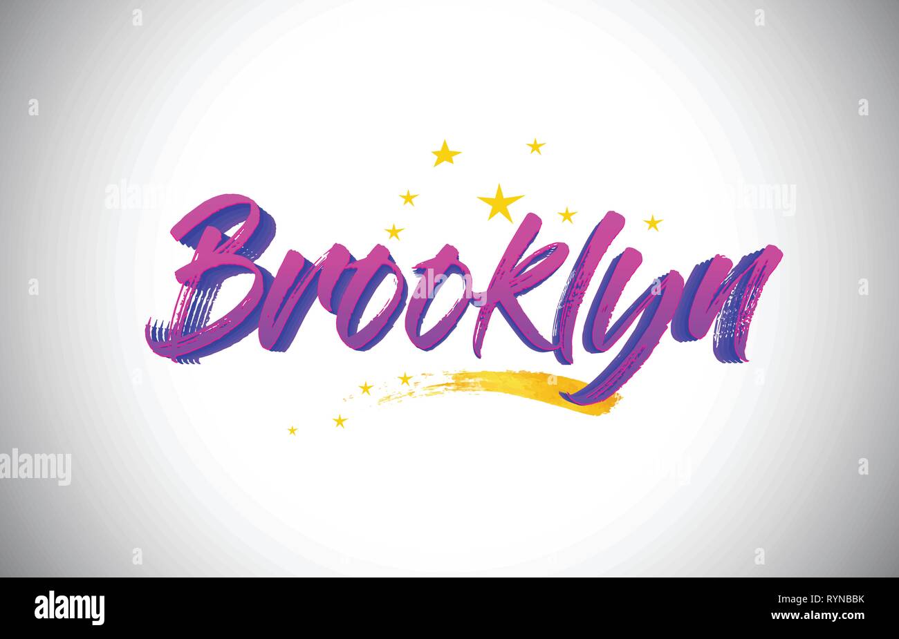Brooklyn Purple Violet Word Text with Handwritten Vibrant Colors and ...