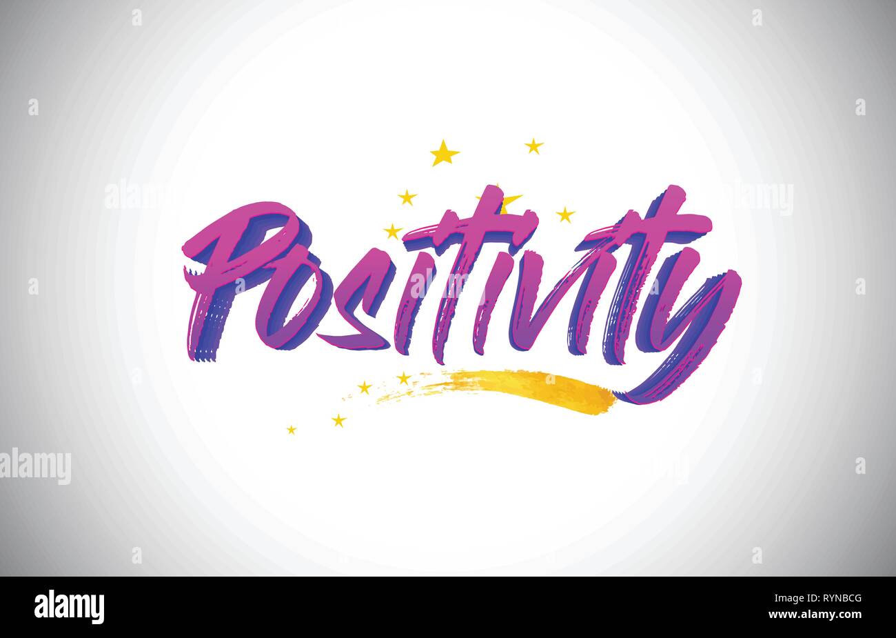 Positivity Purple Violet Word Text with Handwritten Vibrant Colors and ...