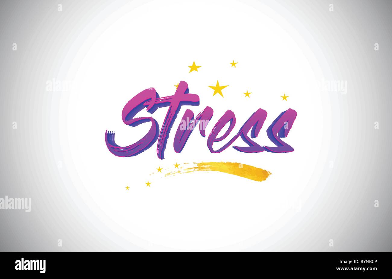 Stress Purple Violet Word Text with Handwritten Vibrant Colors and ...