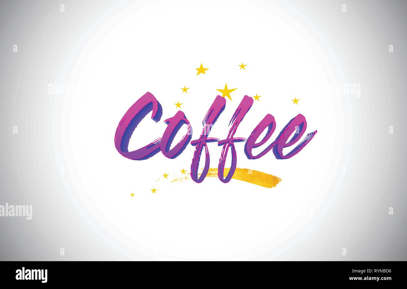 Coffee Purple Violet Word Text with Handwritten Vibrant Colors and ...