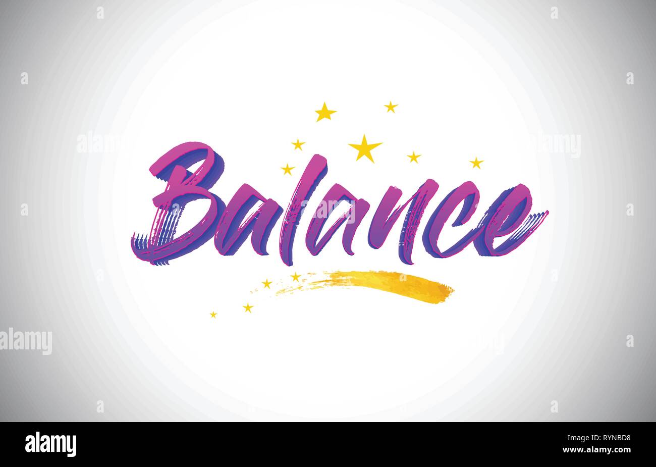 Balance Purple Violet Word Text with Handwritten Vibrant Colors and ...