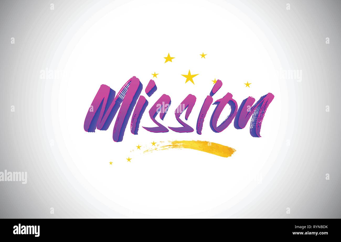 Mission Purple Violet Word Text with Handwritten Vibrant Colors and ...