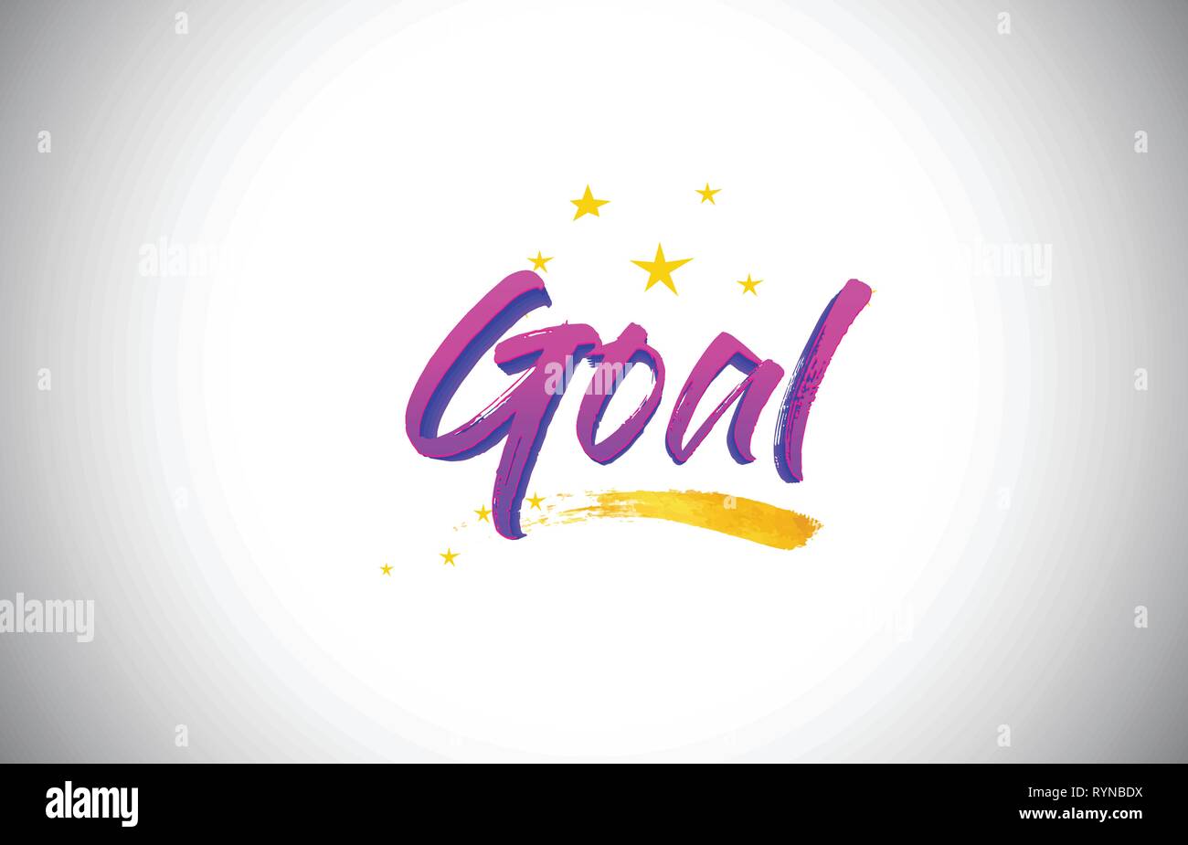 Goal Purple Violet Word Text with Handwritten Vibrant Colors and Stars ...