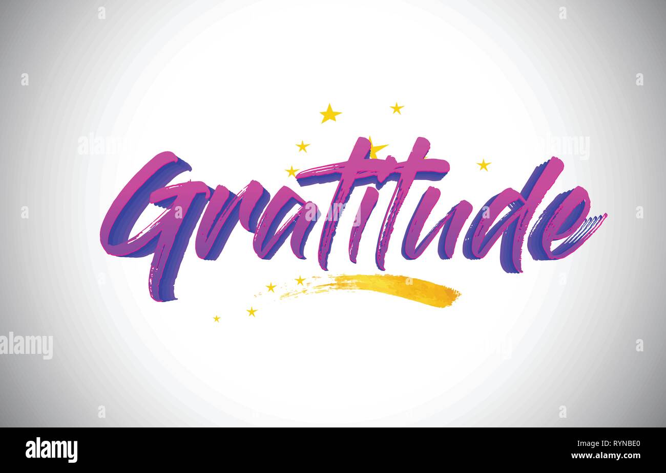 Gratitude Purple Violet Word Text with Handwritten Vibrant Colors and ...