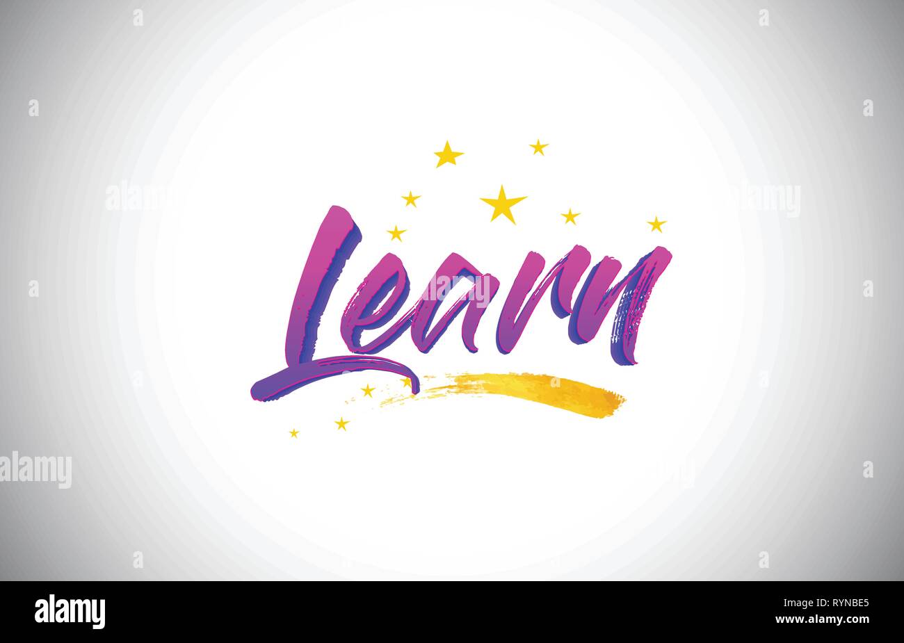 Learn Purple Violet Word Text with Handwritten Vibrant Colors and Stars ...