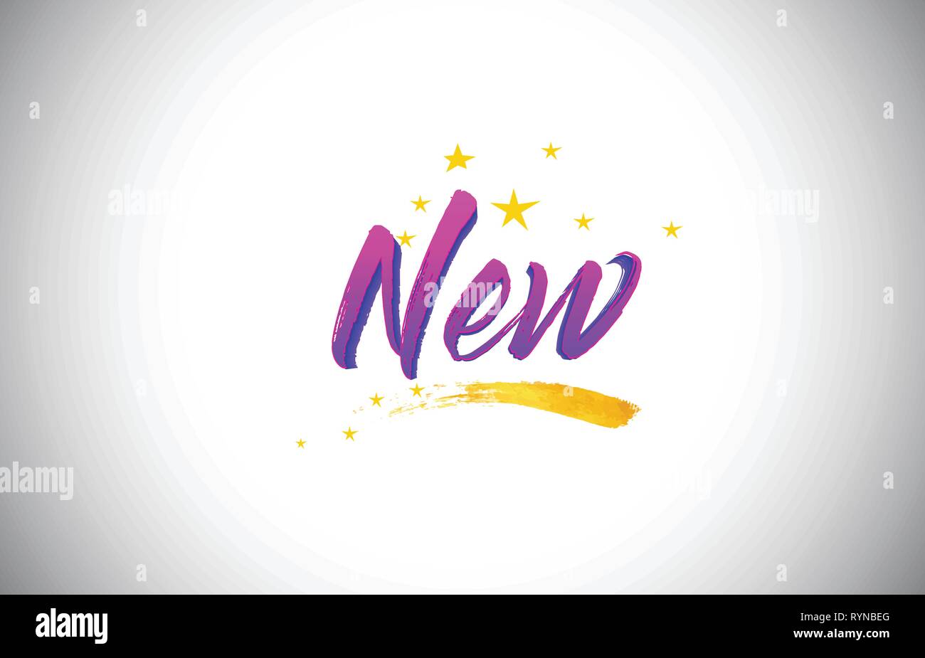 New Purple Violet Word Text with Handwritten Vibrant Colors and Stars ...