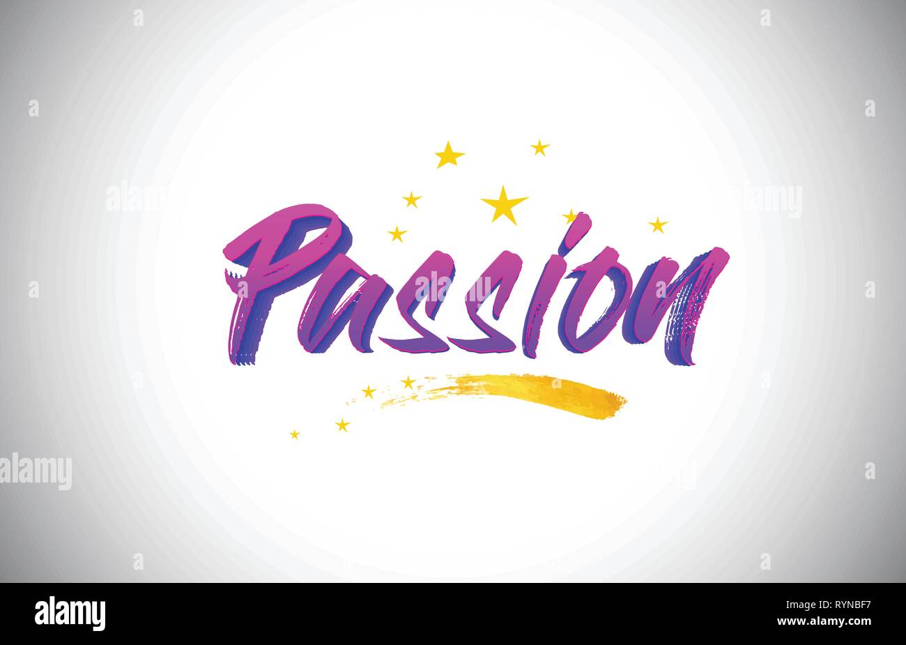 Passion Purple Violet Word Text with Handwritten Vibrant Colors and ...