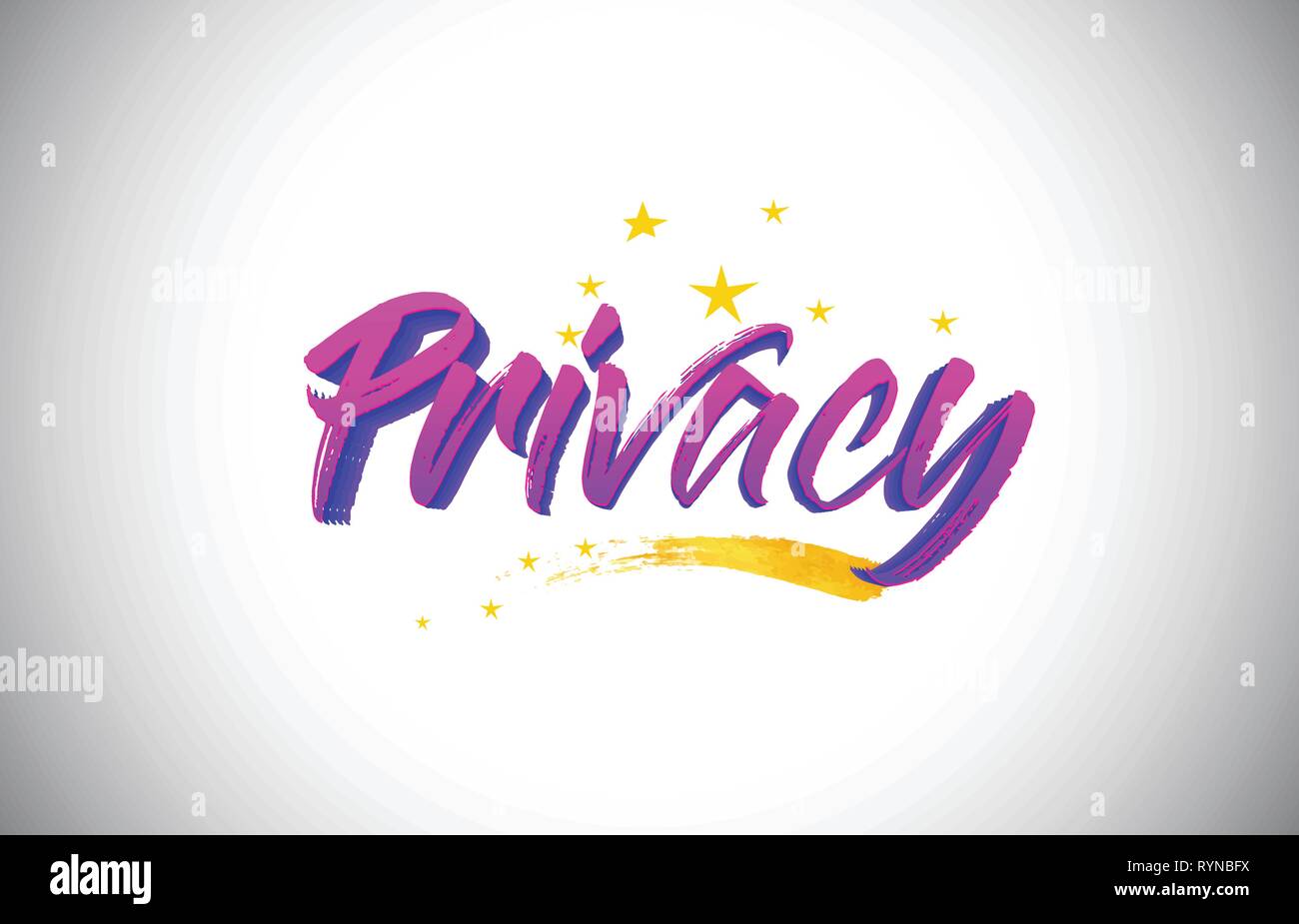 Privacy Purple Violet Word Text with Handwritten Vibrant Colors and ...