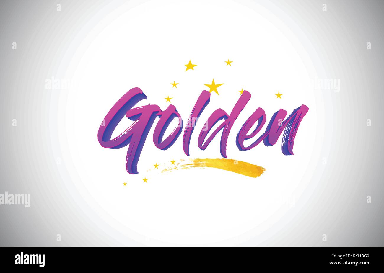 Golden Purple Violet Word Text with Handwritten Vibrant Colors and ...