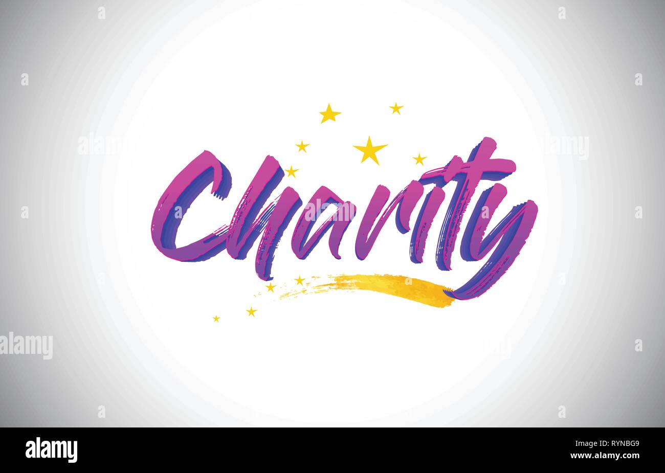 Charity Purple Violet Word Text with Handwritten Vibrant Colors and ...