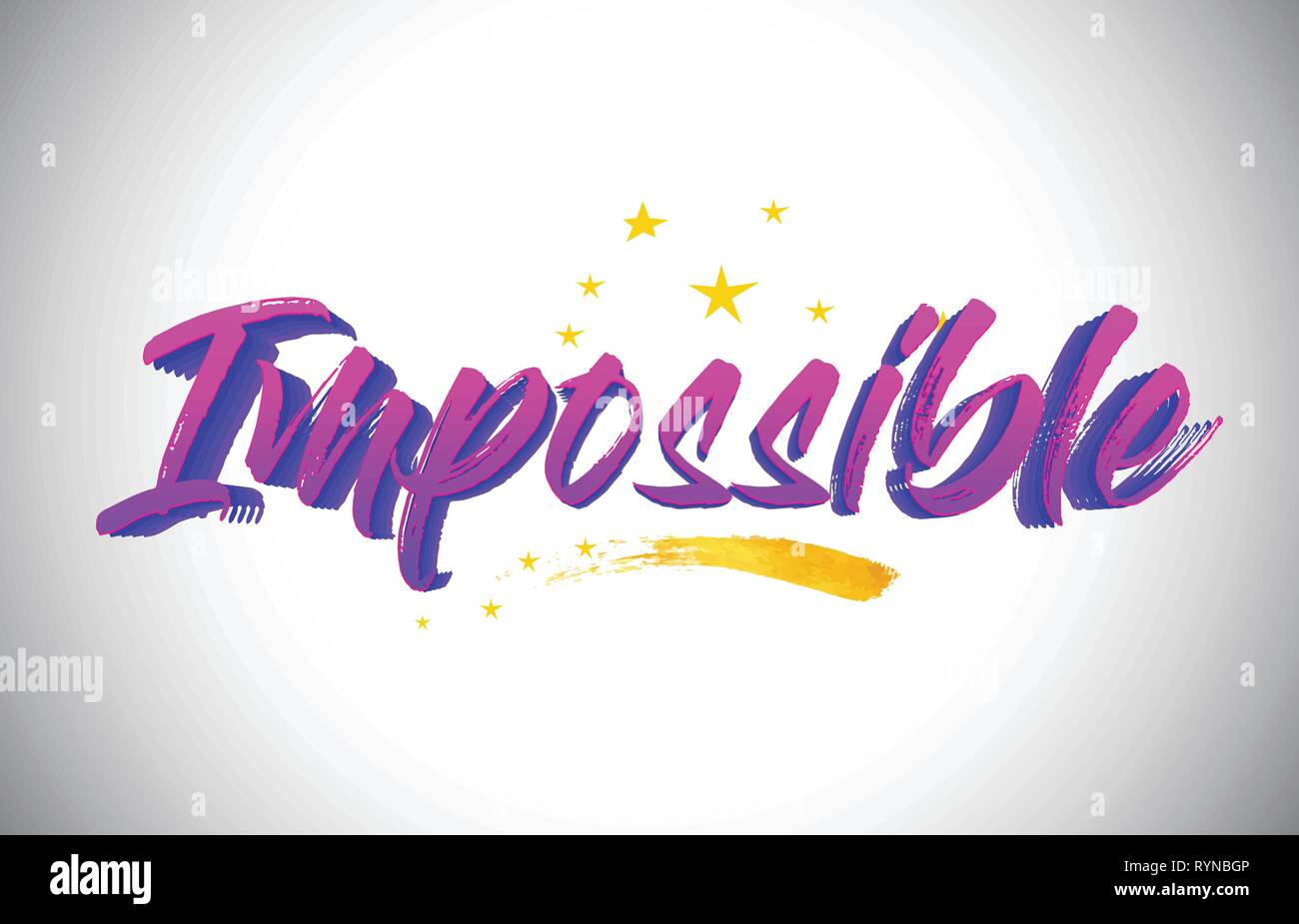 Impossible Purple Violet Word Text with Handwritten Vibrant Colors and ...