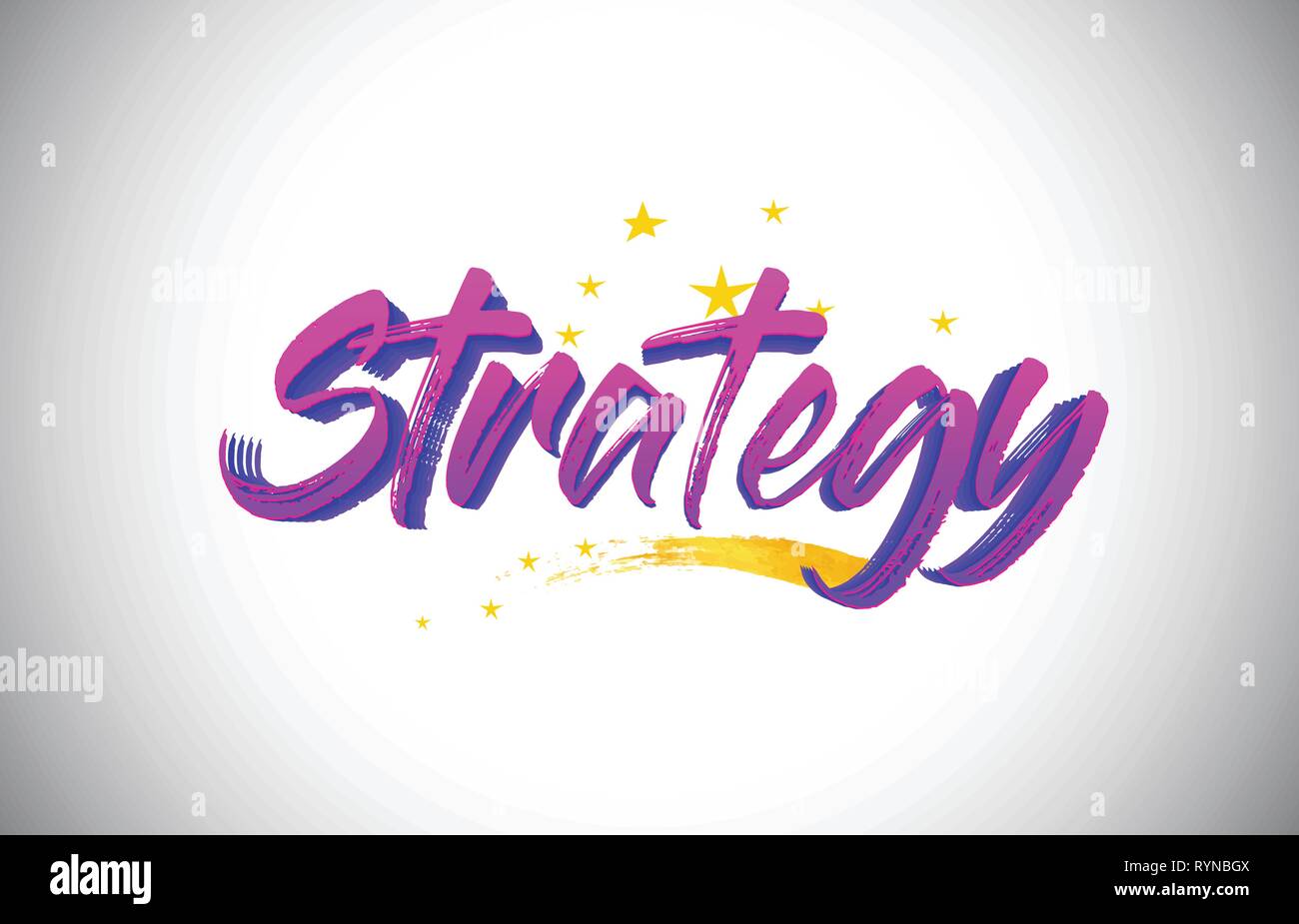 Strategy Purple Violet Word Text with Handwritten Vibrant Colors and ...