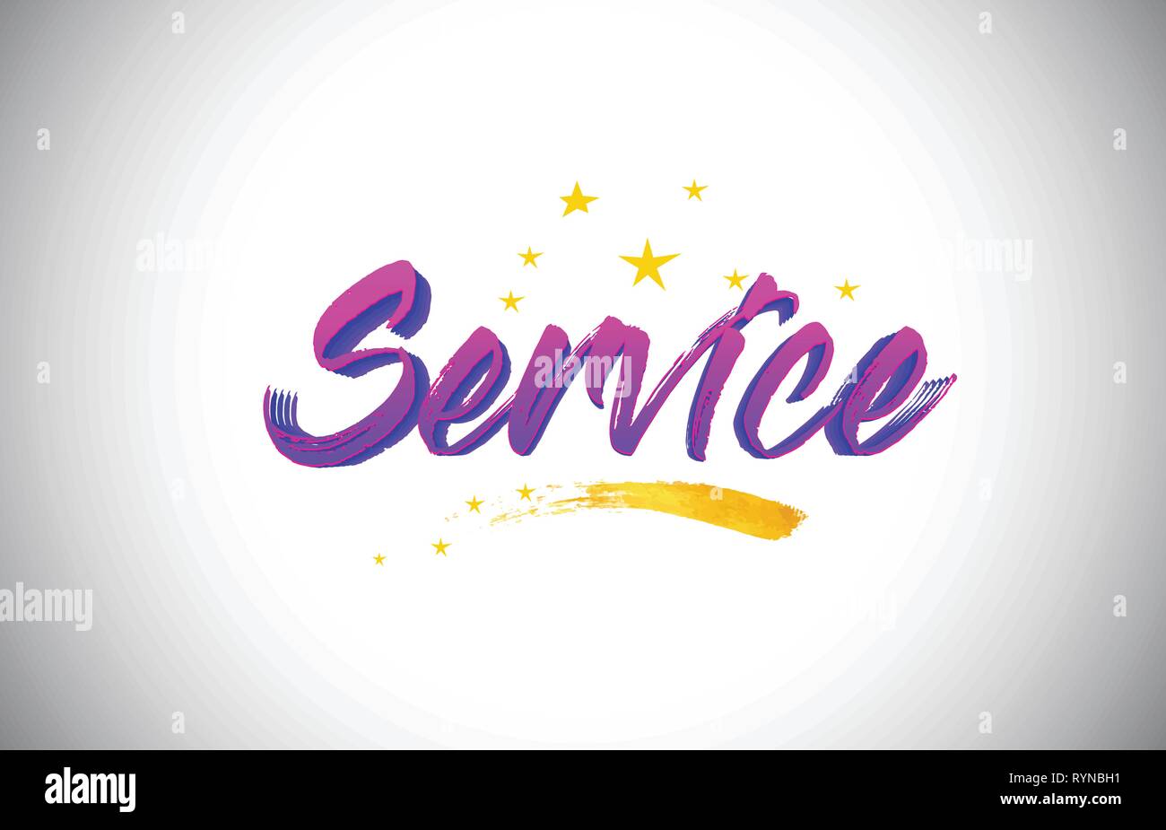 Service Purple Violet Word Text with Handwritten Vibrant Colors and ...