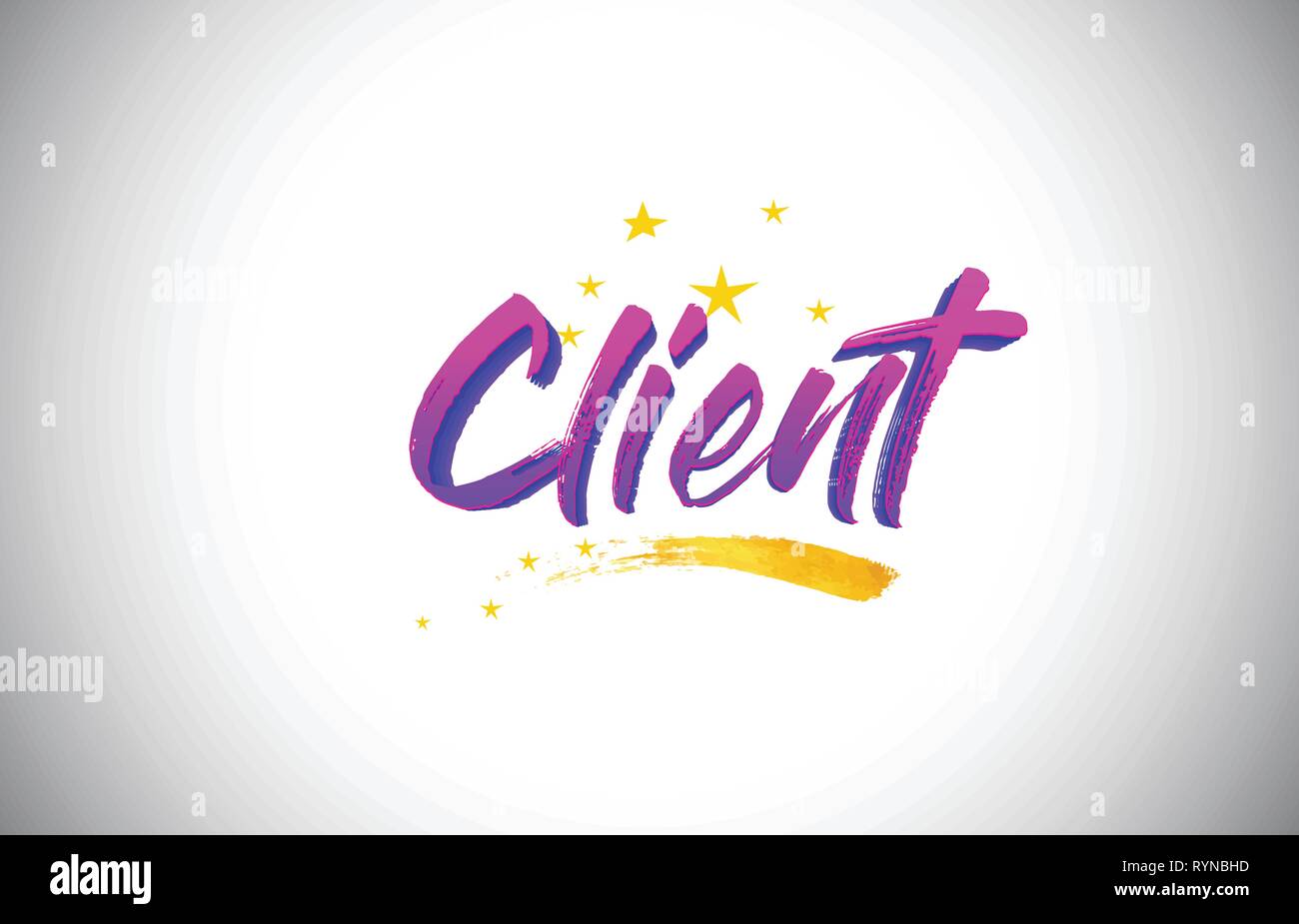 Client Purple Violet Word Text with Handwritten Vibrant Colors and ...