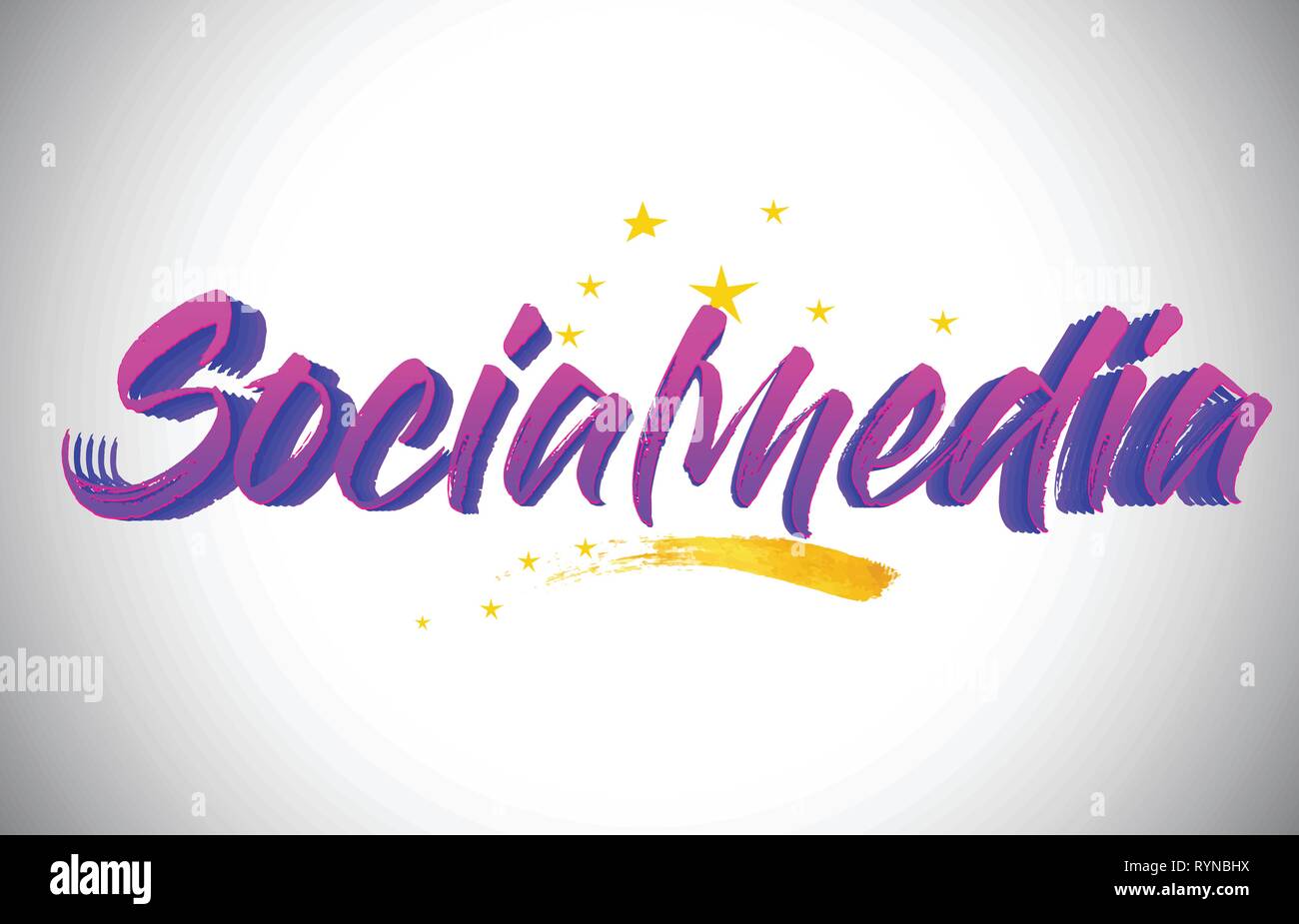 Socialmedia Purple Violet Word Text with Handwritten Vibrant Colors and ...