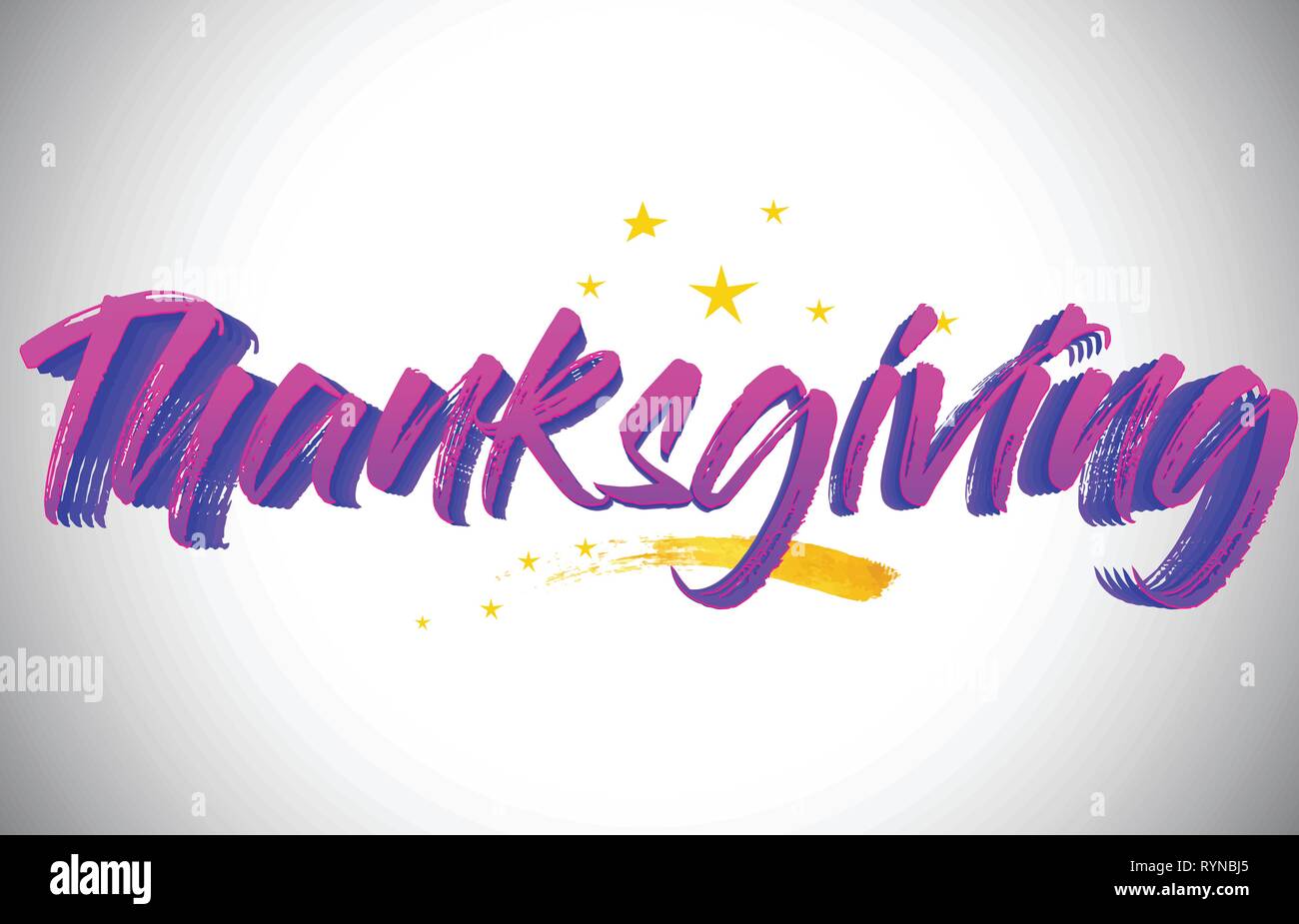 Thanksgiving Purple Violet Word Text with Handwritten Vibrant Colors ...