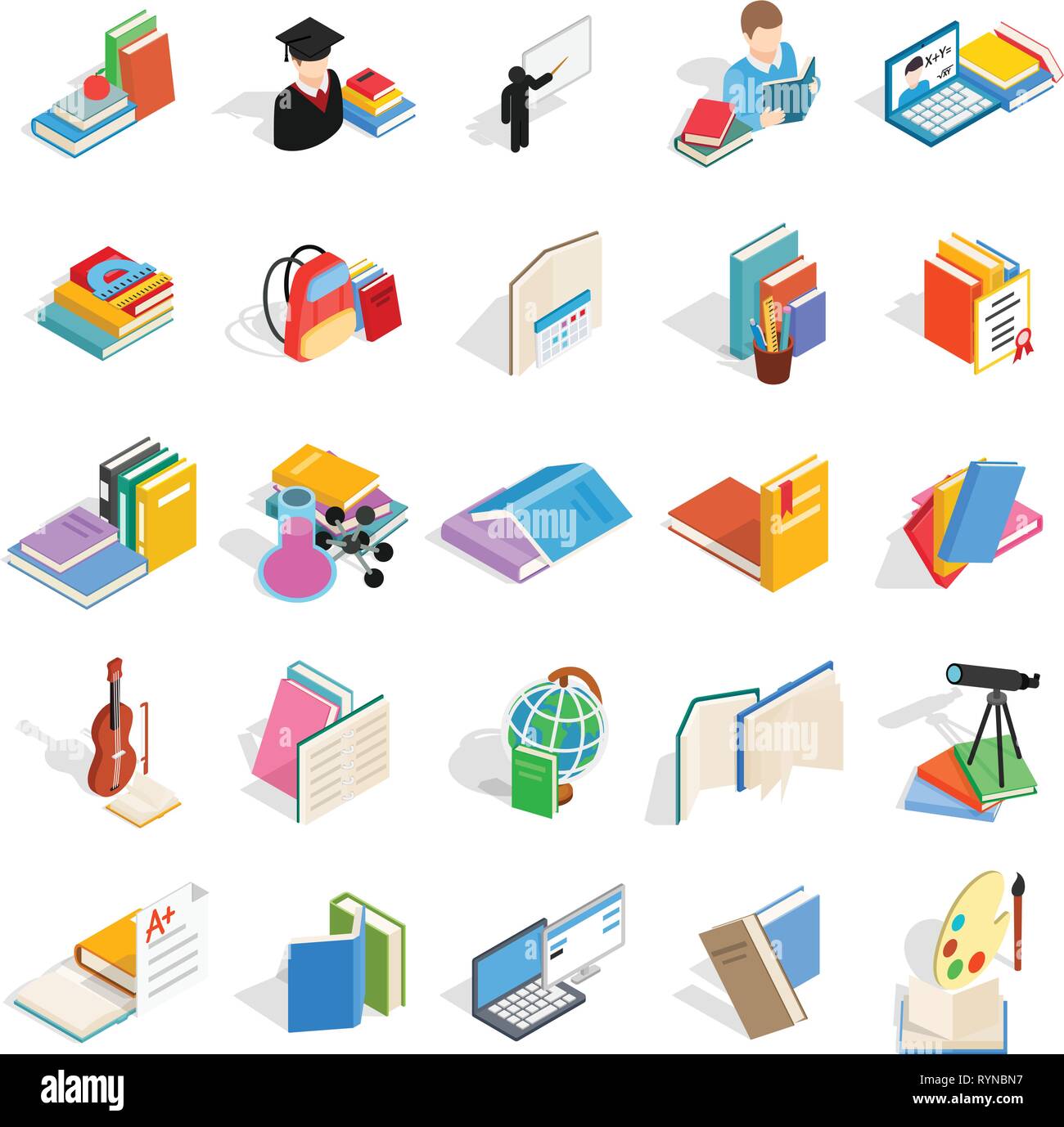 Learning icons set, isometric style Stock Vector Image & Art - Alamy