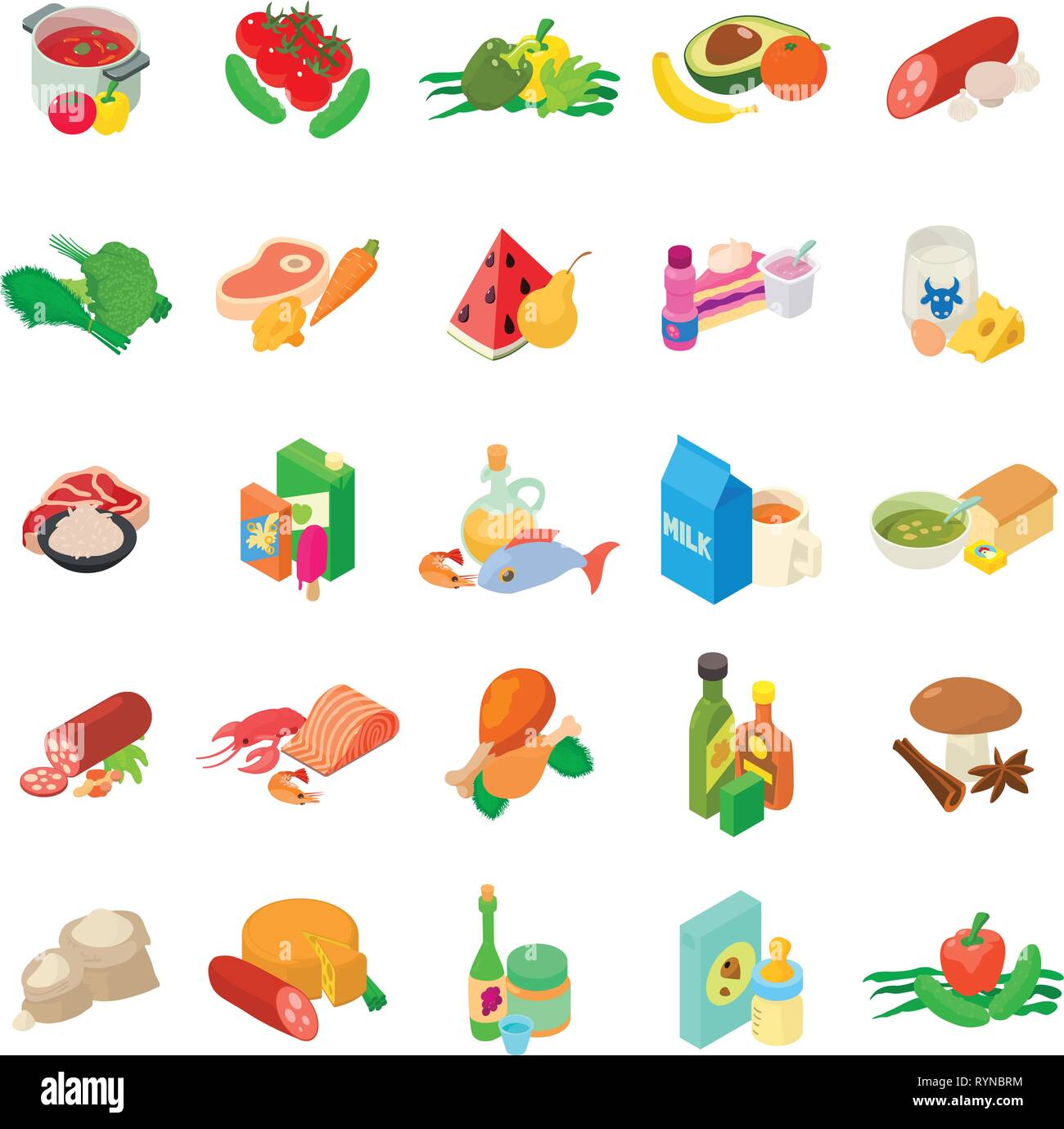 World cuisine icons set, isometric style Stock Vector Image & Art - Alamy