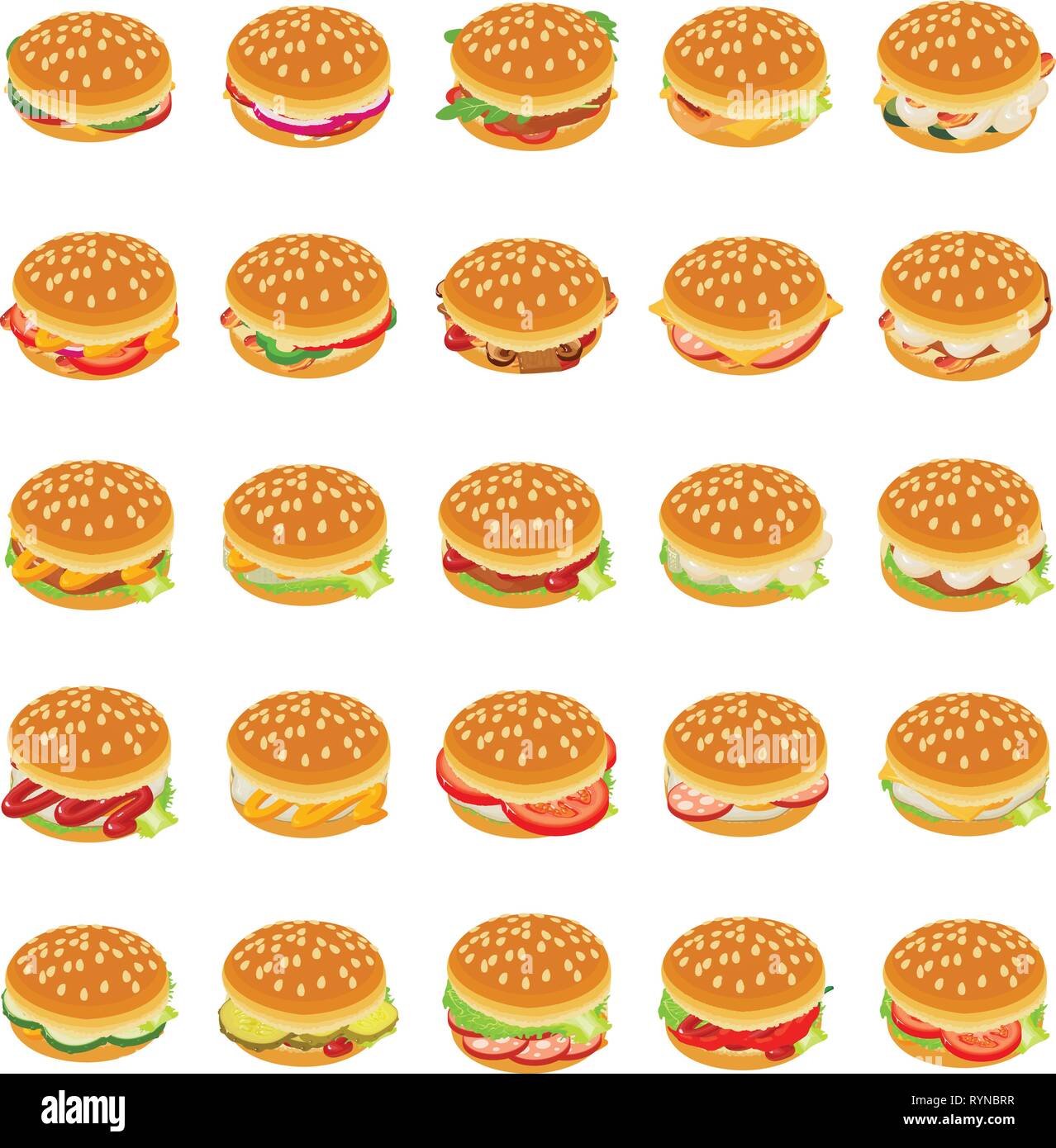 Burger icons set, isometric style Stock Vector Image & Art - Alamy