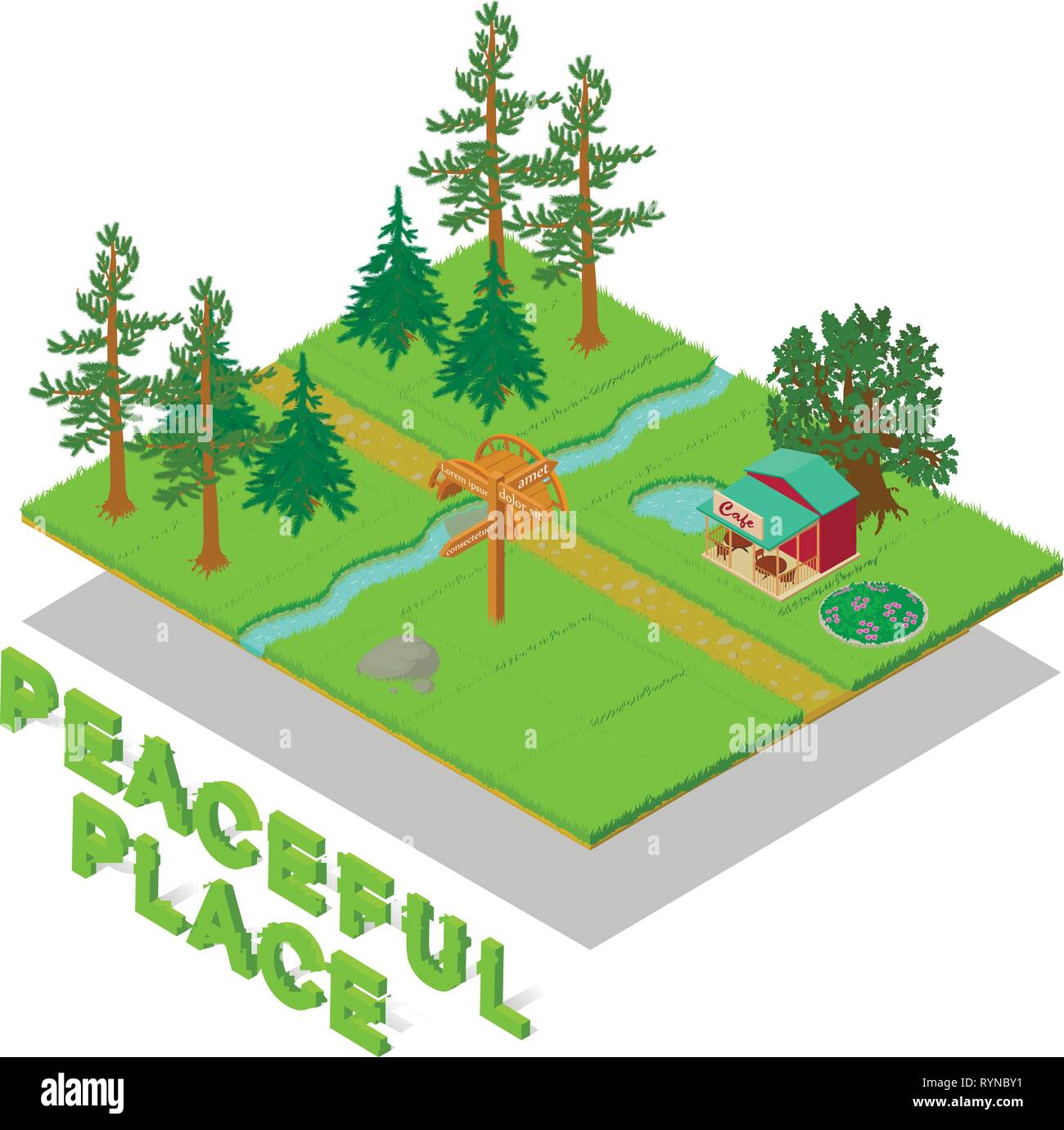 Peaceful place concept banner, isometric style Stock Vector Image & Art ...
