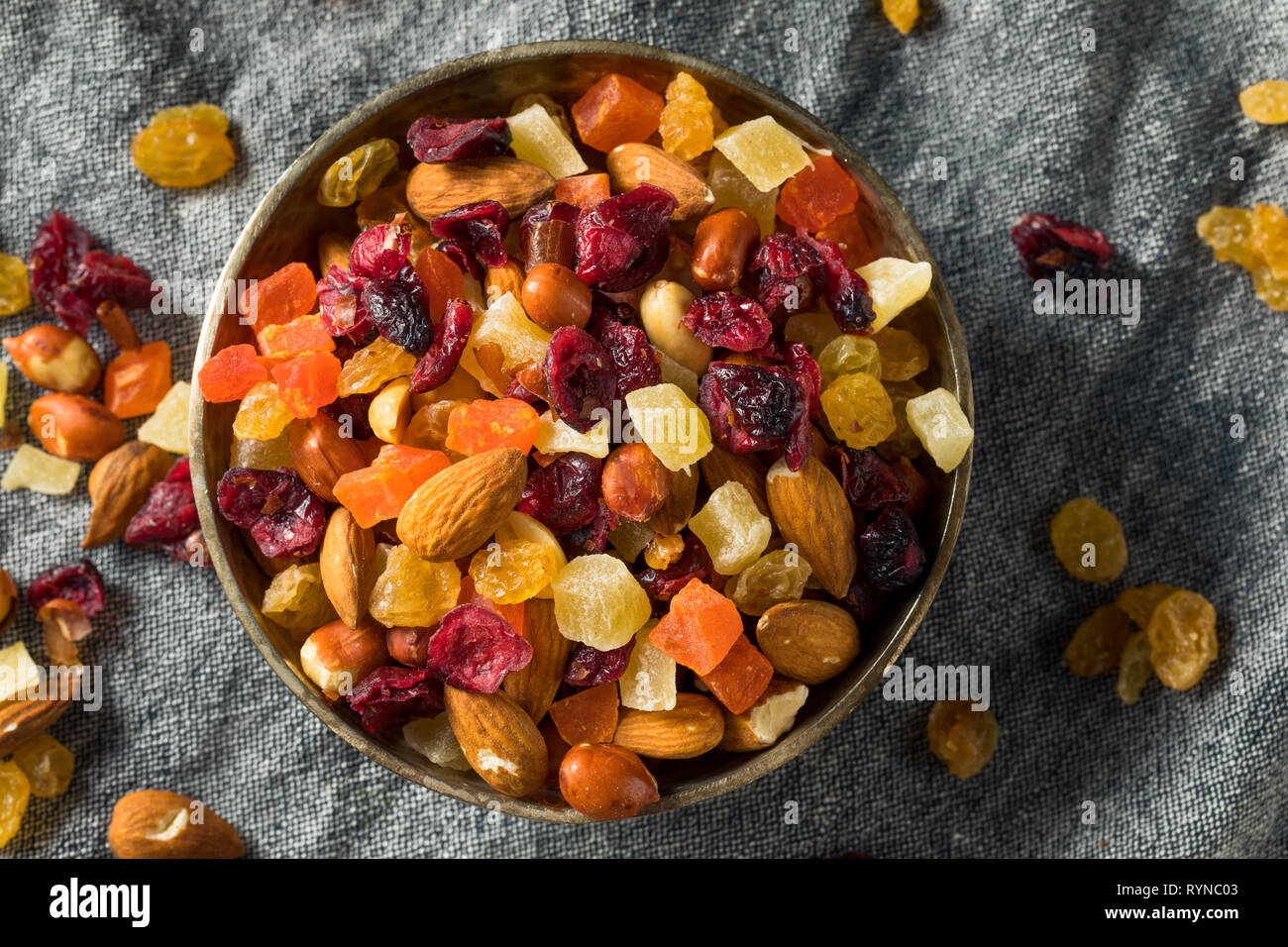 Healthy Dried Fruit and Nut Mix with Almonds Raisins Cranberries Stock ...