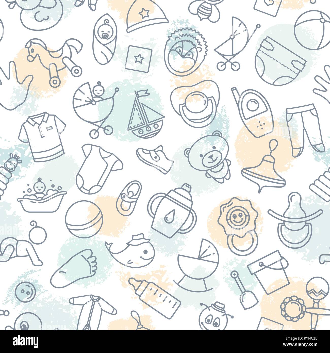 Colorful of seamless pattern of children toys and various children ...