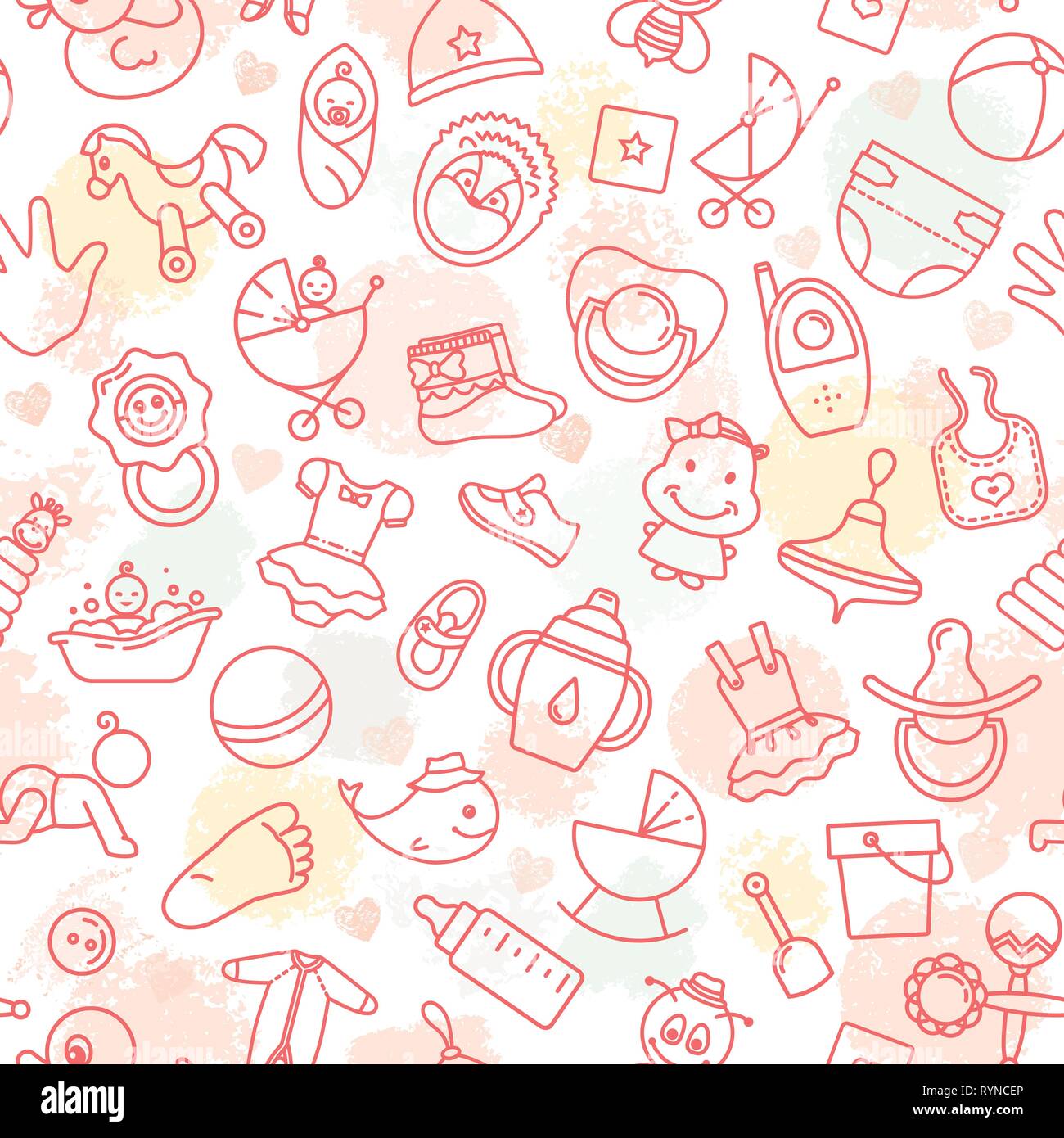 Colorful of seamless pattern of children toys and various children ...