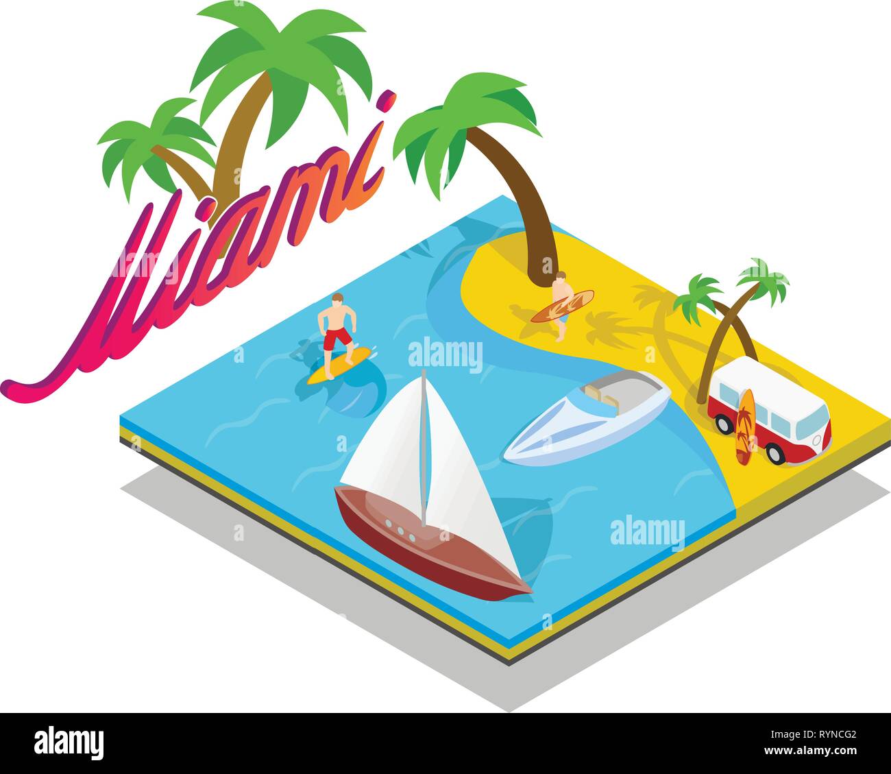 Miami beach concept banner, isometric style Stock Vector Image & Art ...