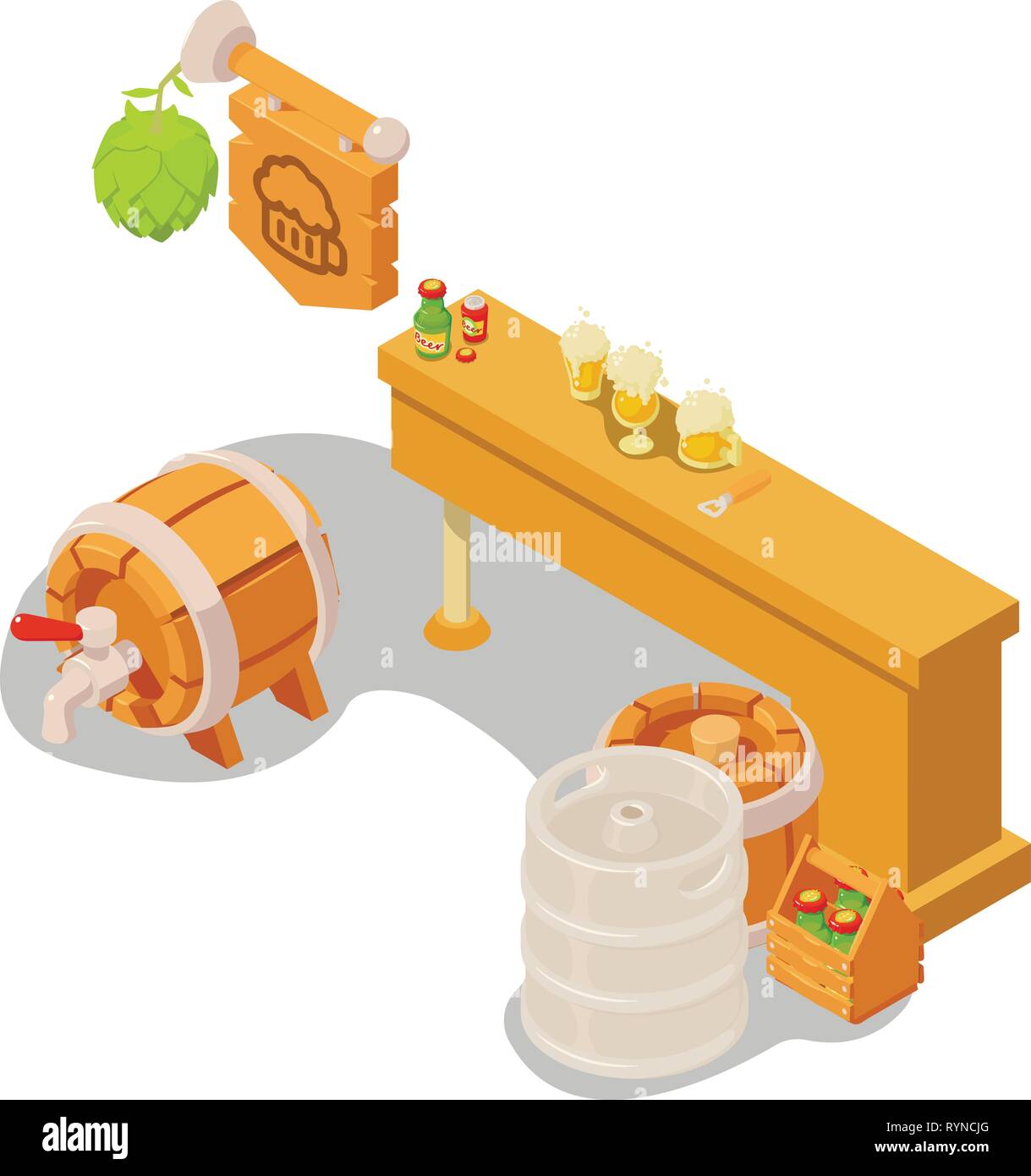 Beer stand concept banner, isometric style Stock Vector Image & Art - Alamy