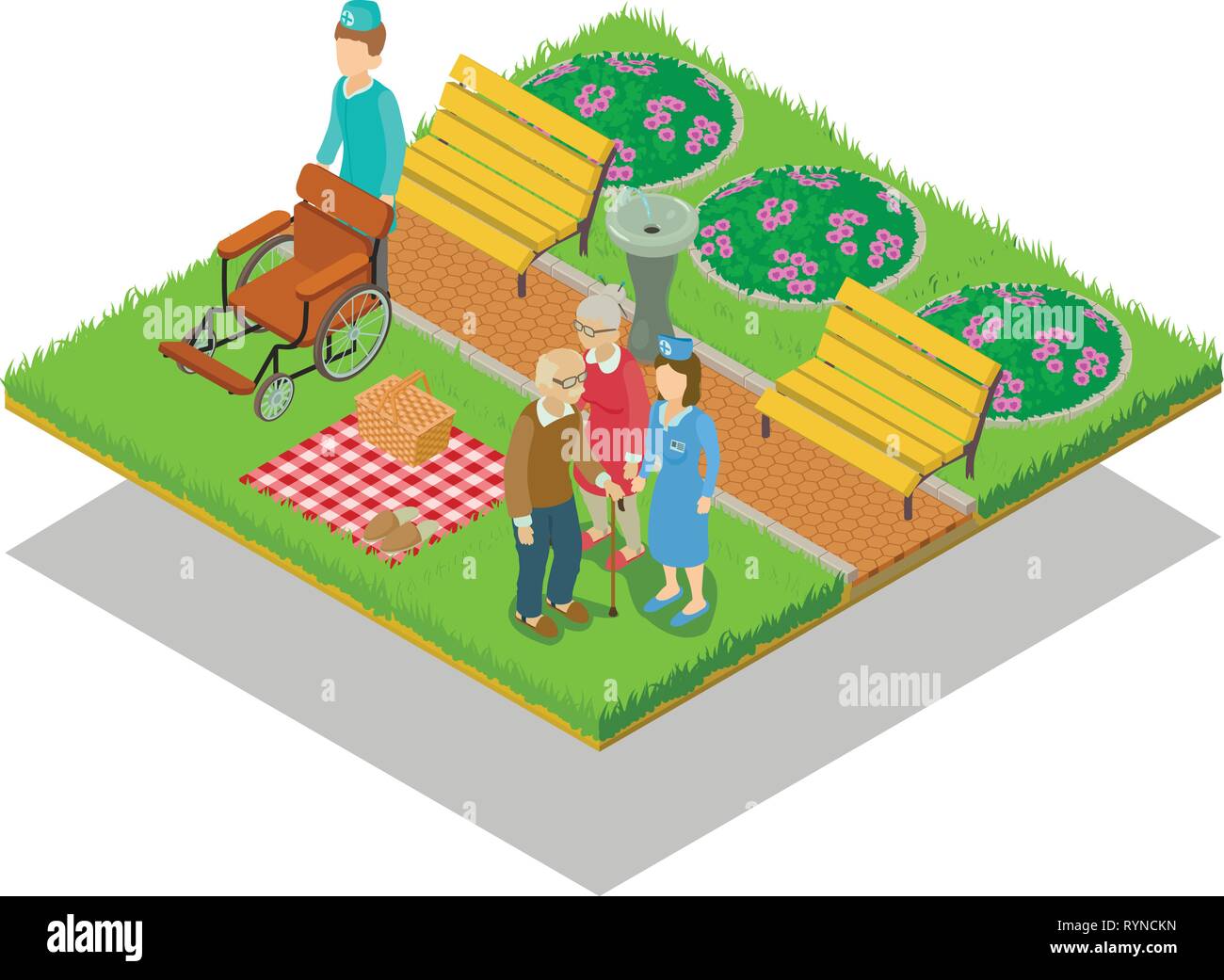 Nursing home concept banner, isometric style Stock Vector Image & Art ...