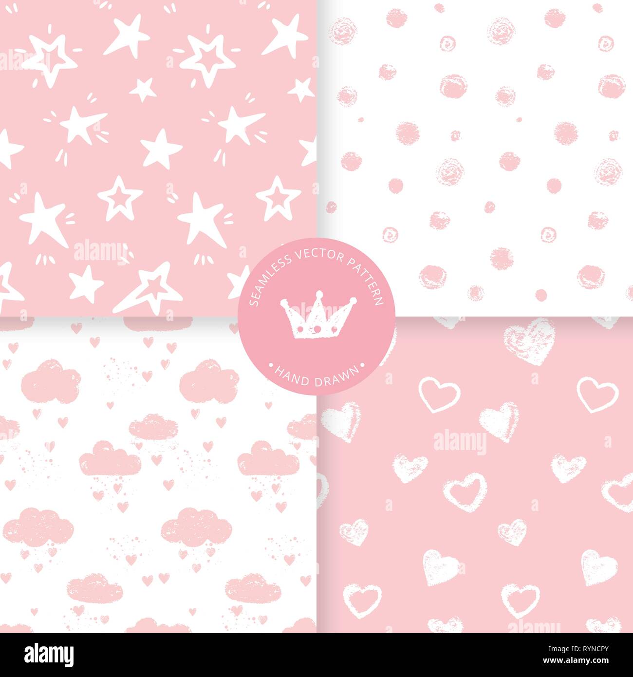 Vector set of 4 background seamless patterns in pink colors Stock ...