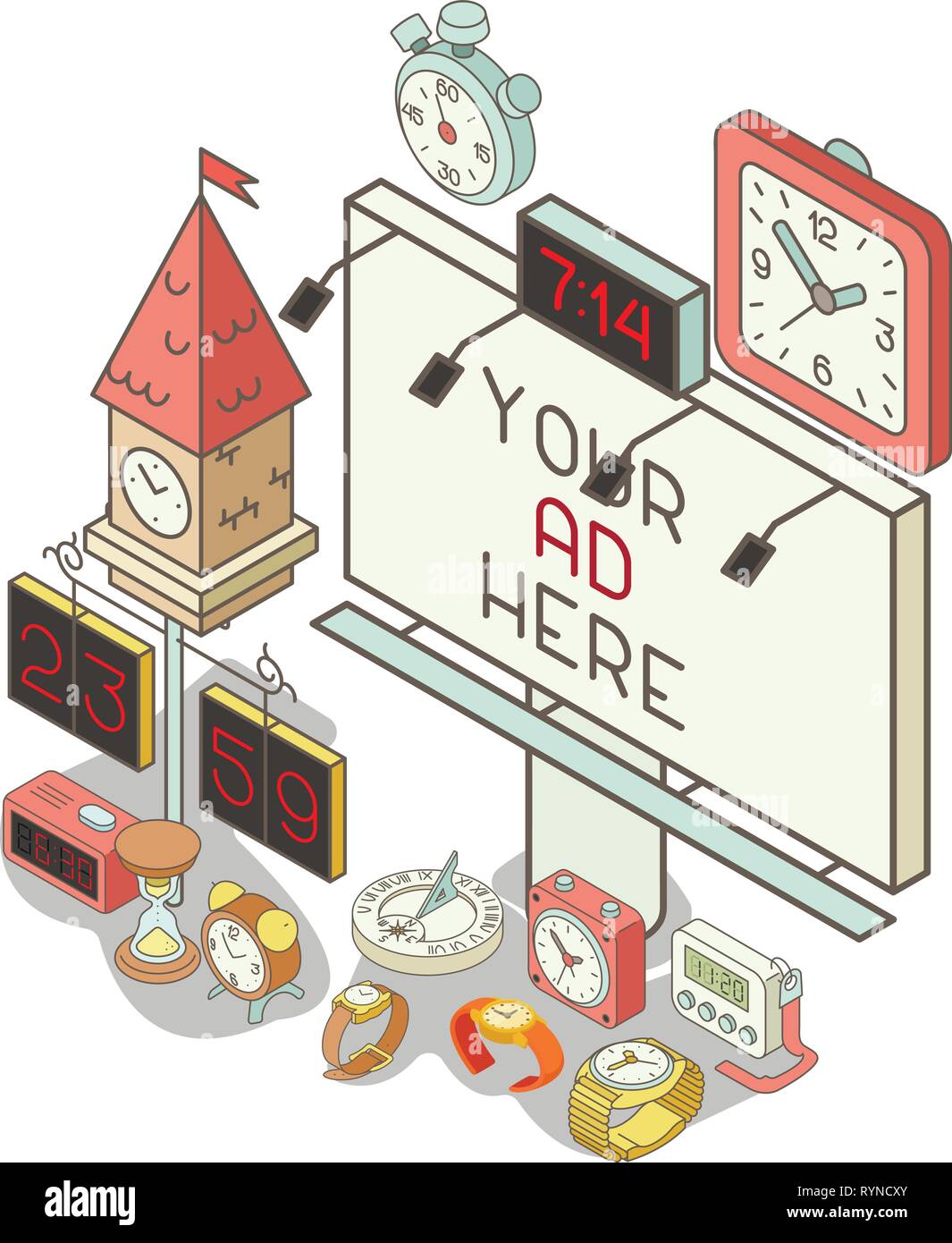 Time concept banner, isometric style Stock Vector Image & Art - Alamy