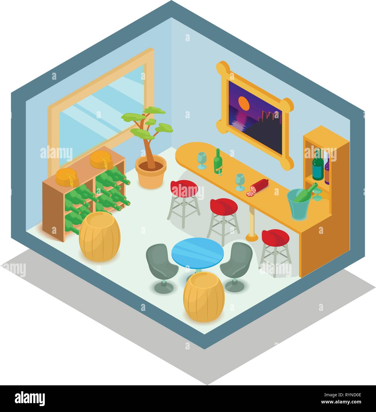 Bar concept banner, isometric style Stock Vector Image & Art - Alamy