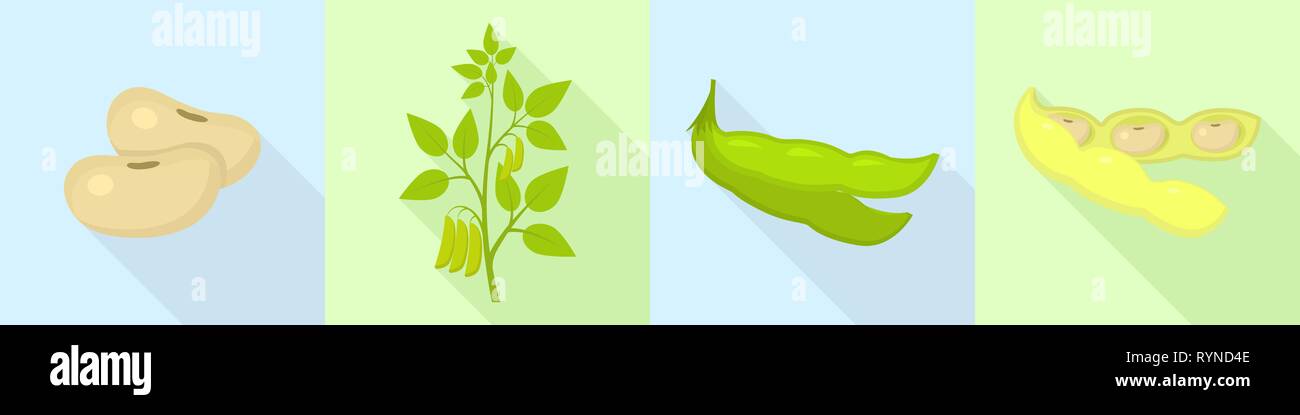 Soybean icons set, flat style Stock Vector Image & Art - Alamy