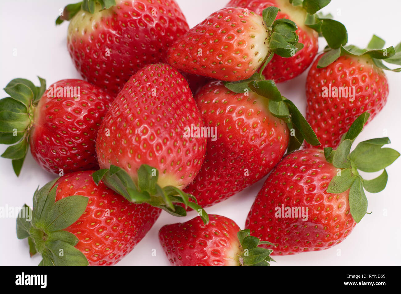 close up picture of fresh strawberries with white background Stock ...