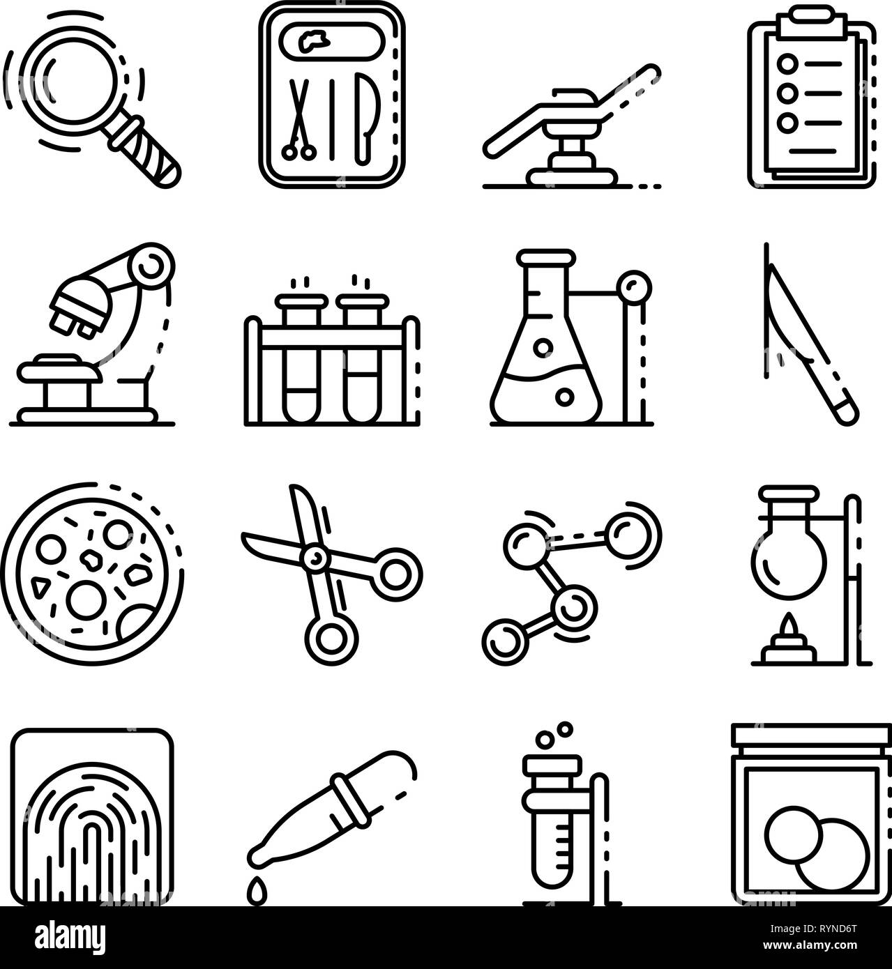 Forensic laboratory icons set, outline style Stock Vector Image & Art ...