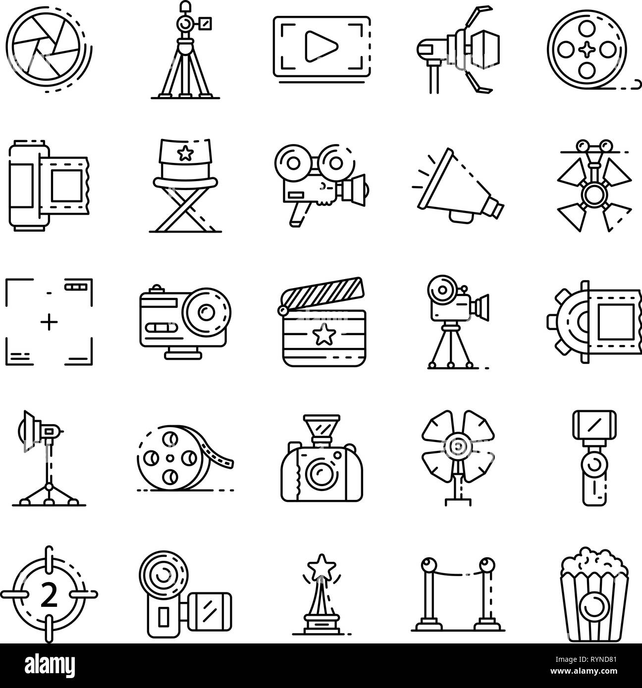Film production icons set, outline style Stock Vector Image & Art - Alamy