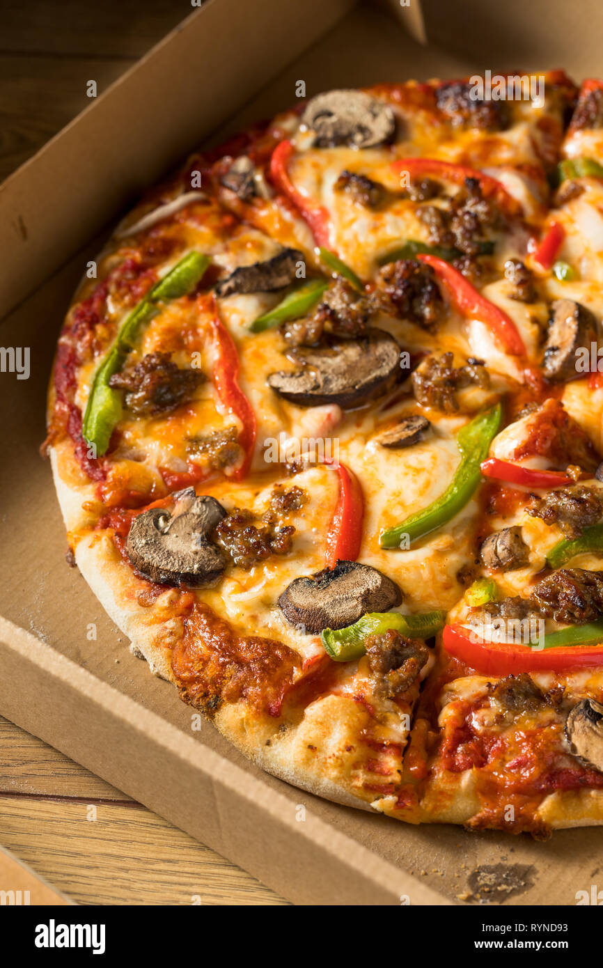 Take Out Pizza in a Box Ready to Eat Stock Photo - Alamy
