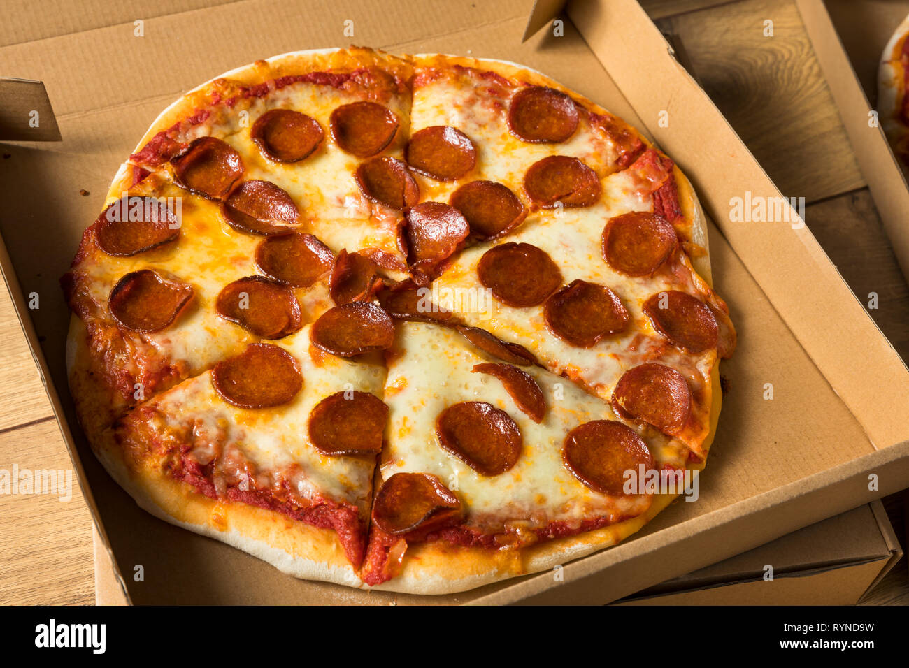 Take Out Pizza in a Box Ready to Eat Stock Photo - Alamy