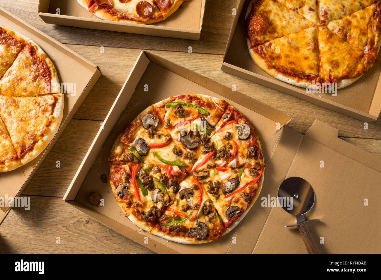 Take Out Pizza in a Box Ready to Eat Stock Photo - Alamy