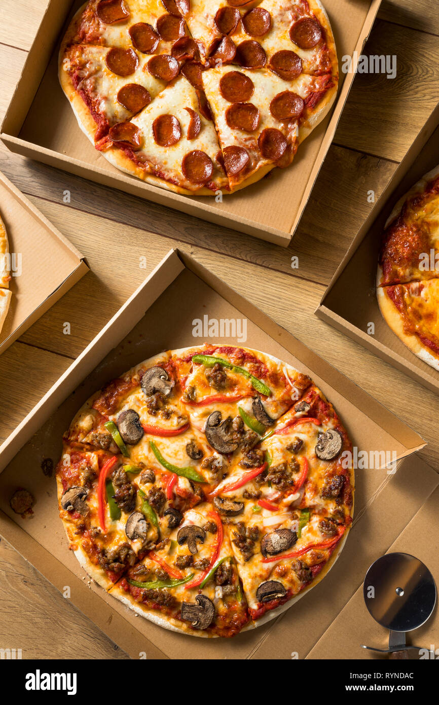 Take Out Pizza in a Box Ready to Eat Stock Photo - Alamy