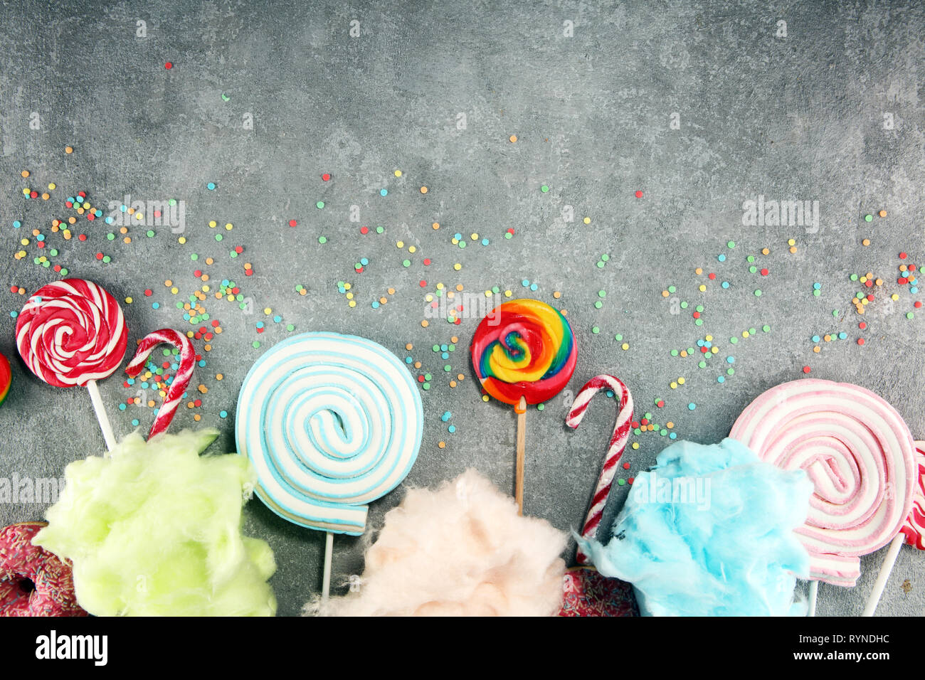 colorful cotton candy floss. sweet party food for kids Stock Photo - Alamy